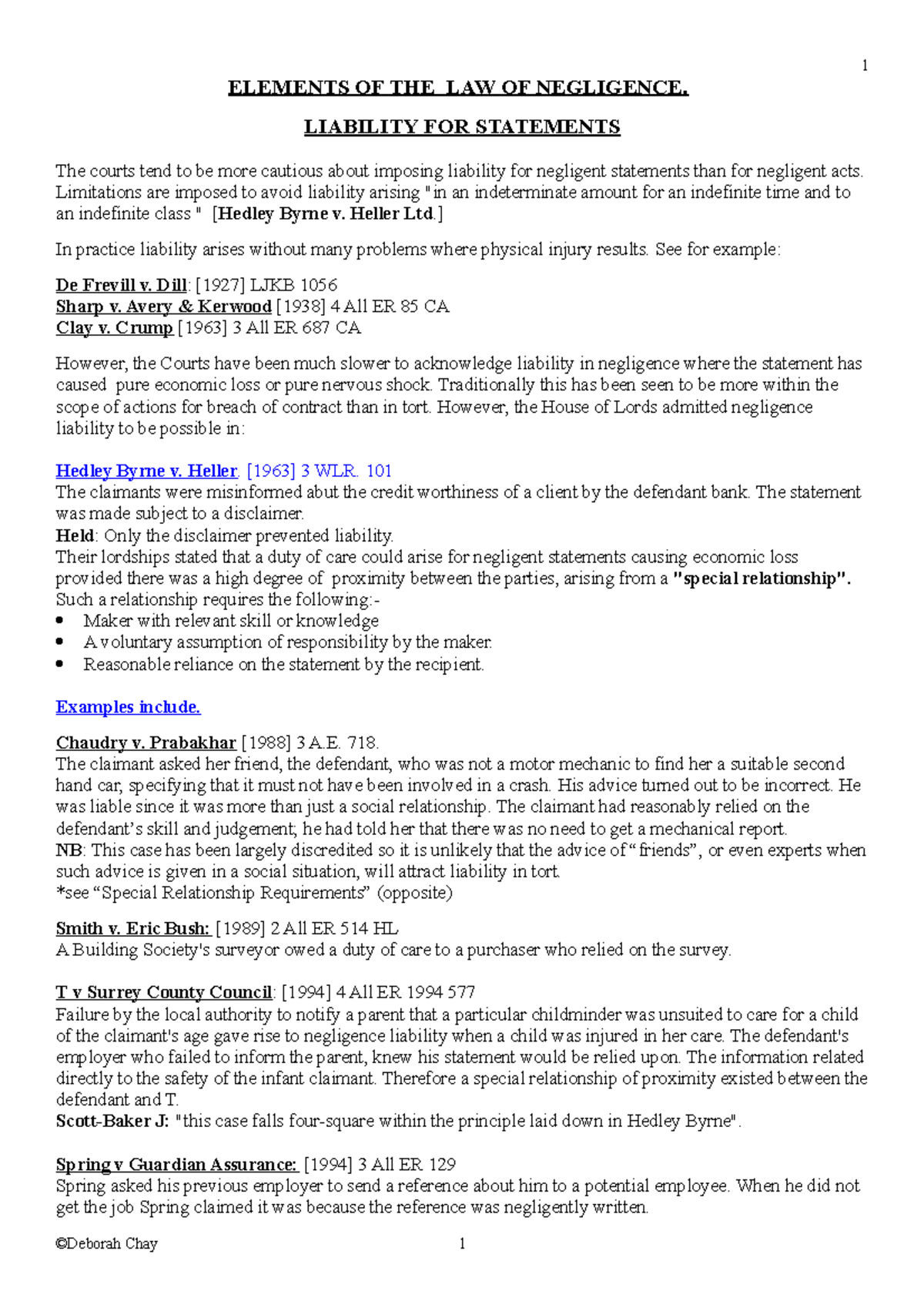 8LNegligence Statements - ELEMENTS OF THE LAW OF NEGLIGENCE. LIABILITY ...