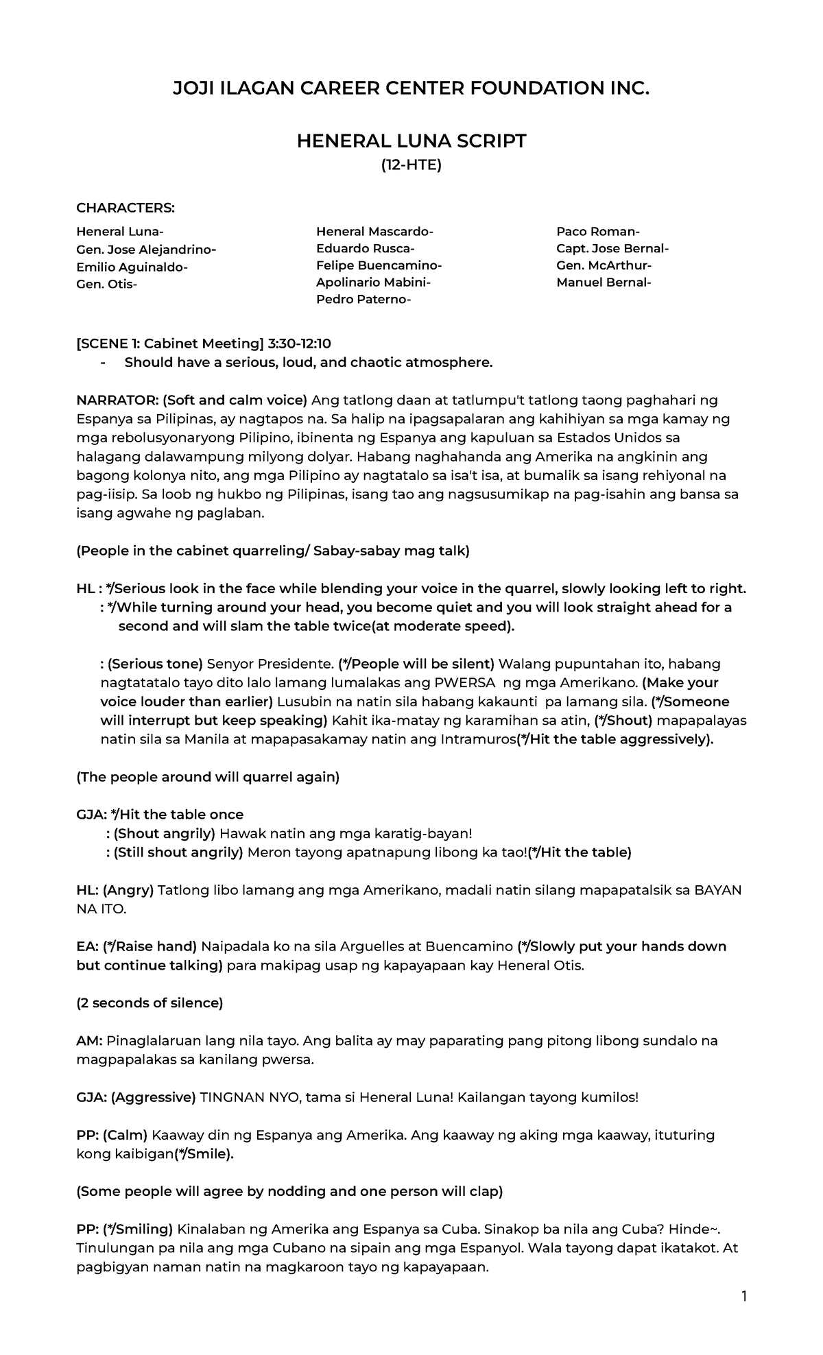 Theatrical play script - JOJI ILAGAN CAREER CENTER FOUNDATION INC ...