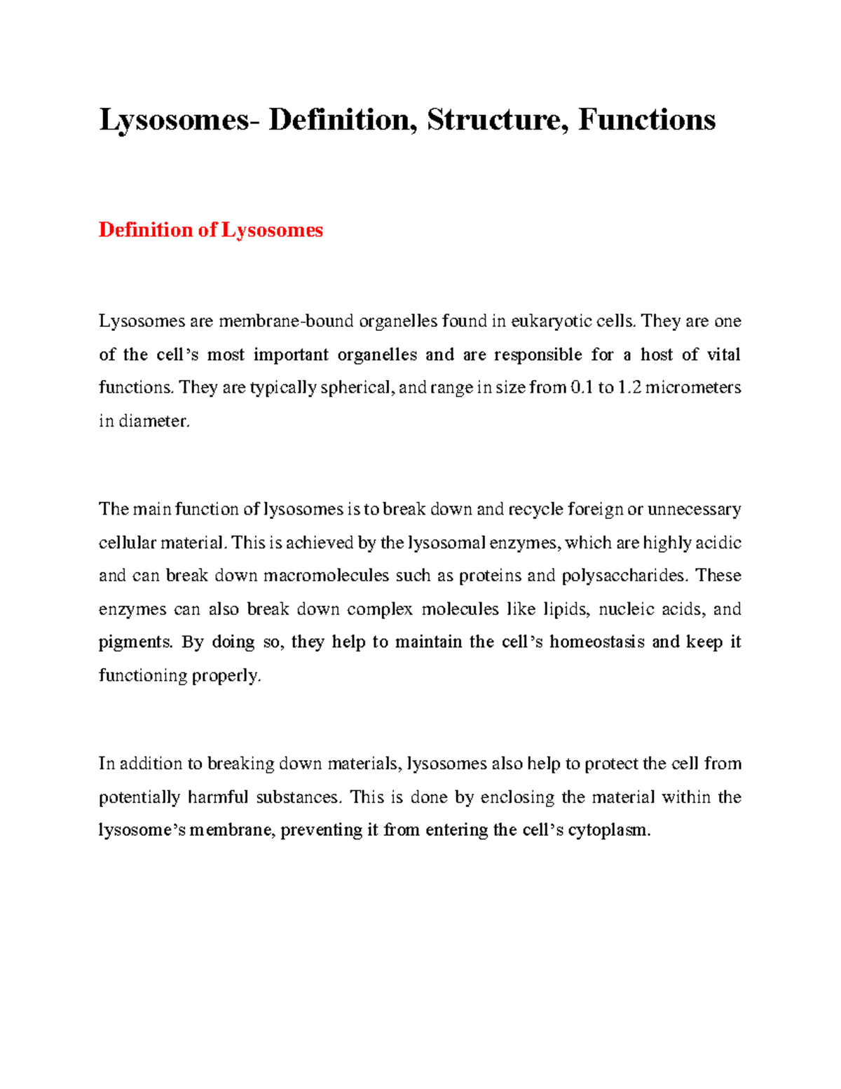 Lysosomes Definition Structure Functions Lysosomes Definition Structure Functions