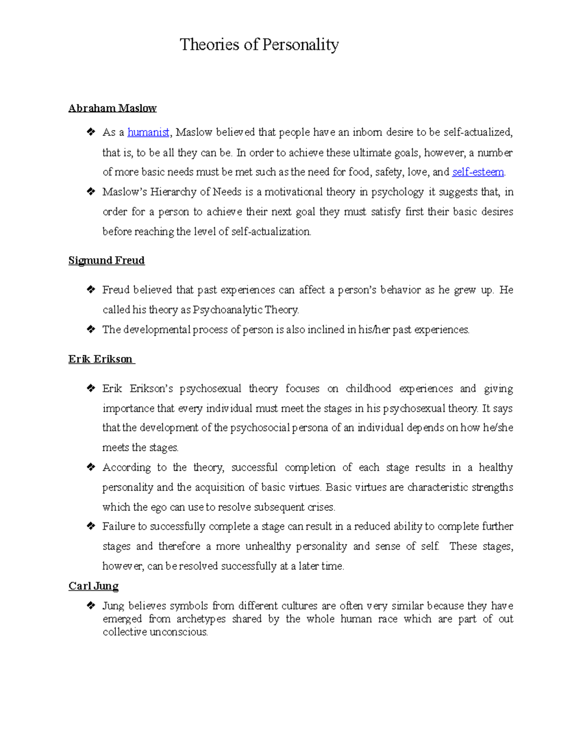 TOP- Compilation - Lecture notes Complete - Theories of Personality ...