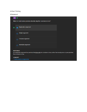 Sophia Critical Thinking Milestone 4-1 - 1 11 / 14 that's 79% RETAKE 11 ...