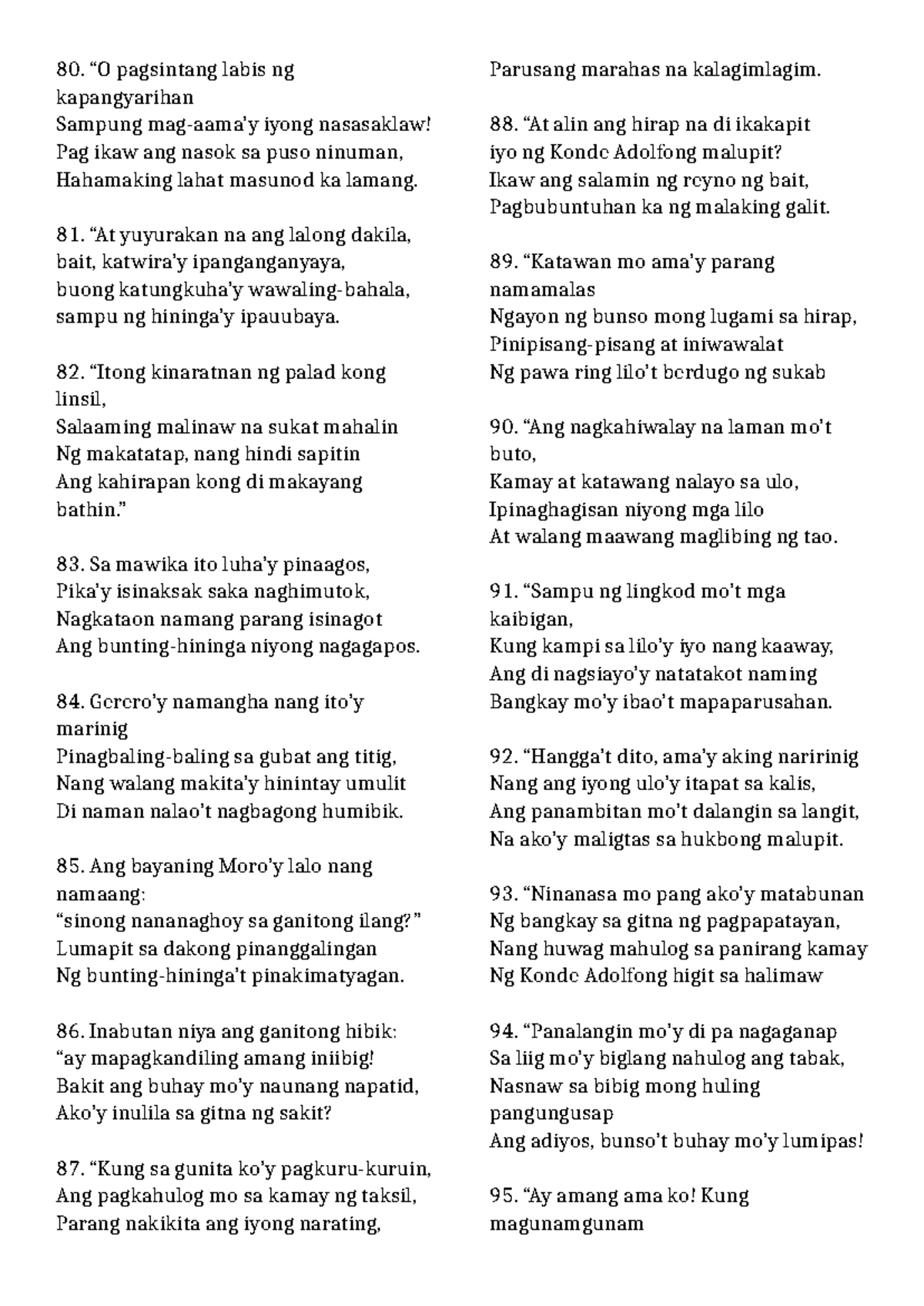 Ang gererong bayani - “O pagsintang labis ng kapangyarihan Sampung mag ...