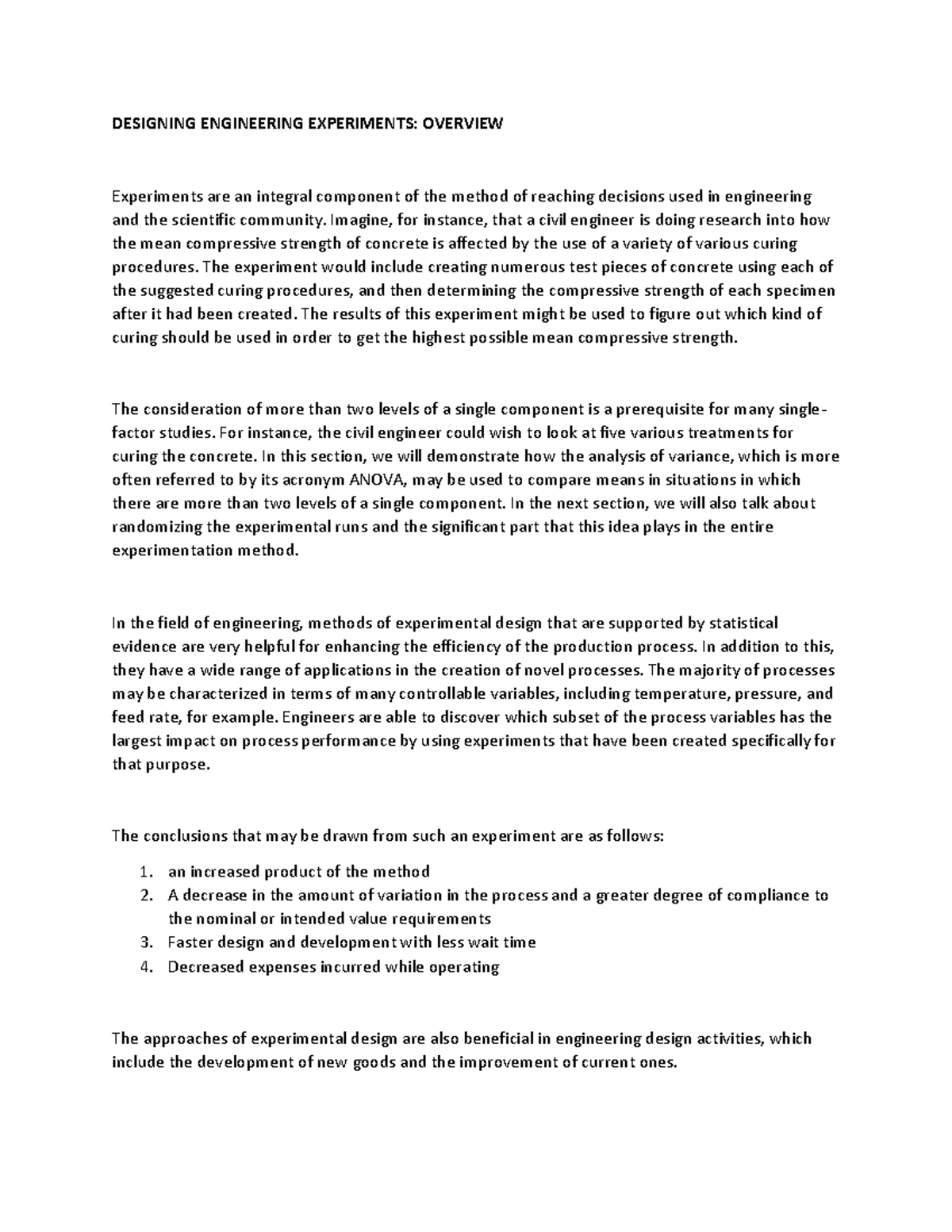 Designing Engineering Experiments (AN Overview) - DESIGNING ENGINEERING ...