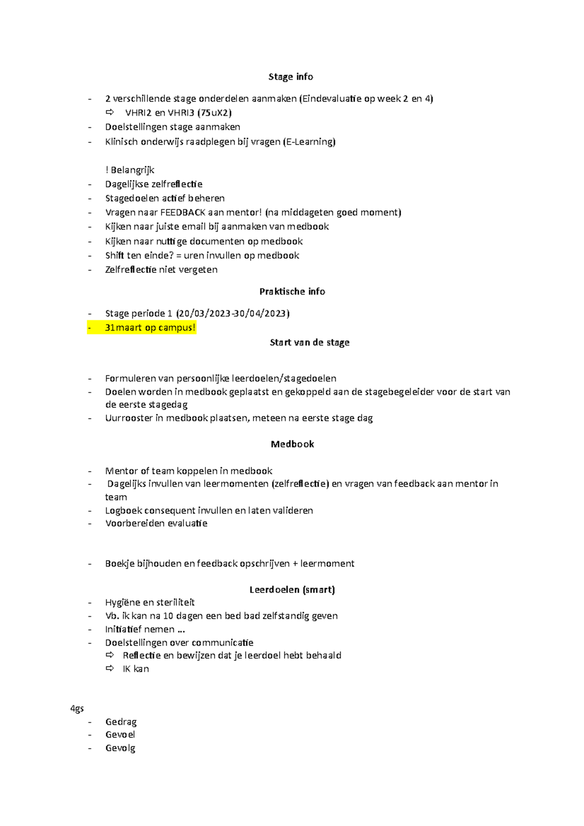 Stage info VHRI2+3 - Stage info 2 verschillende stage onderdelen aanmaken (Eindevaluatie op week ...