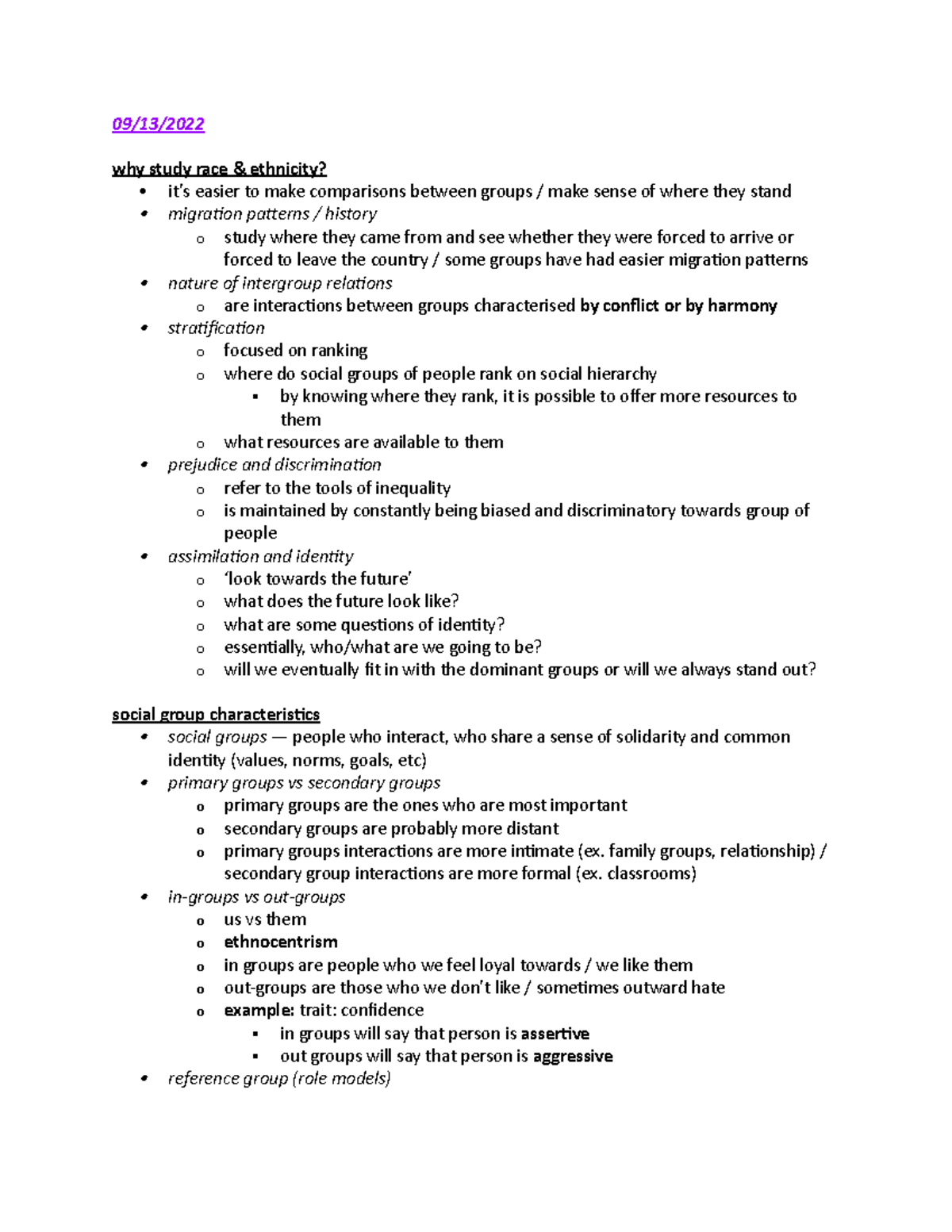 Race and Ethnicity (soc 209) notes - 09/13/ why study race & ethnicity ...