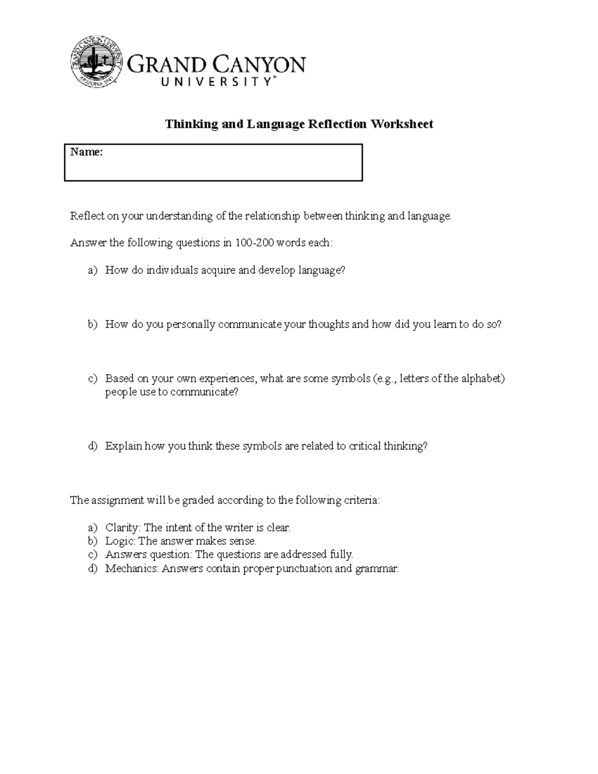 PHI105.T5 Thinkingand Language Reflection Worksheet 1-6-14 - Thinking ...
