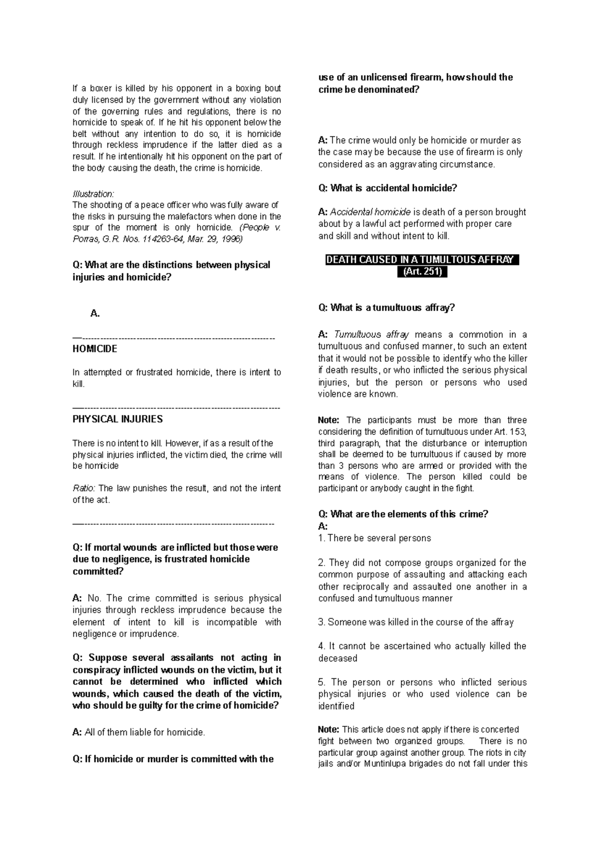 ANTI- Plunder - criminal law article 245-254 - If a boxer is killed by ...