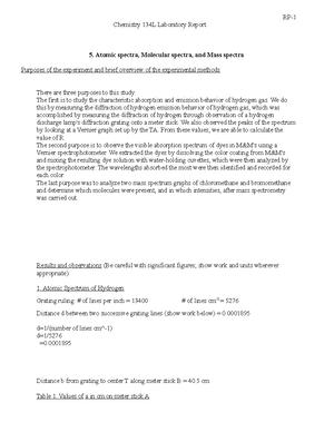 Ex 4 Vanadium - Lab report 4 - Chemistry 134L Laboratory Report ...