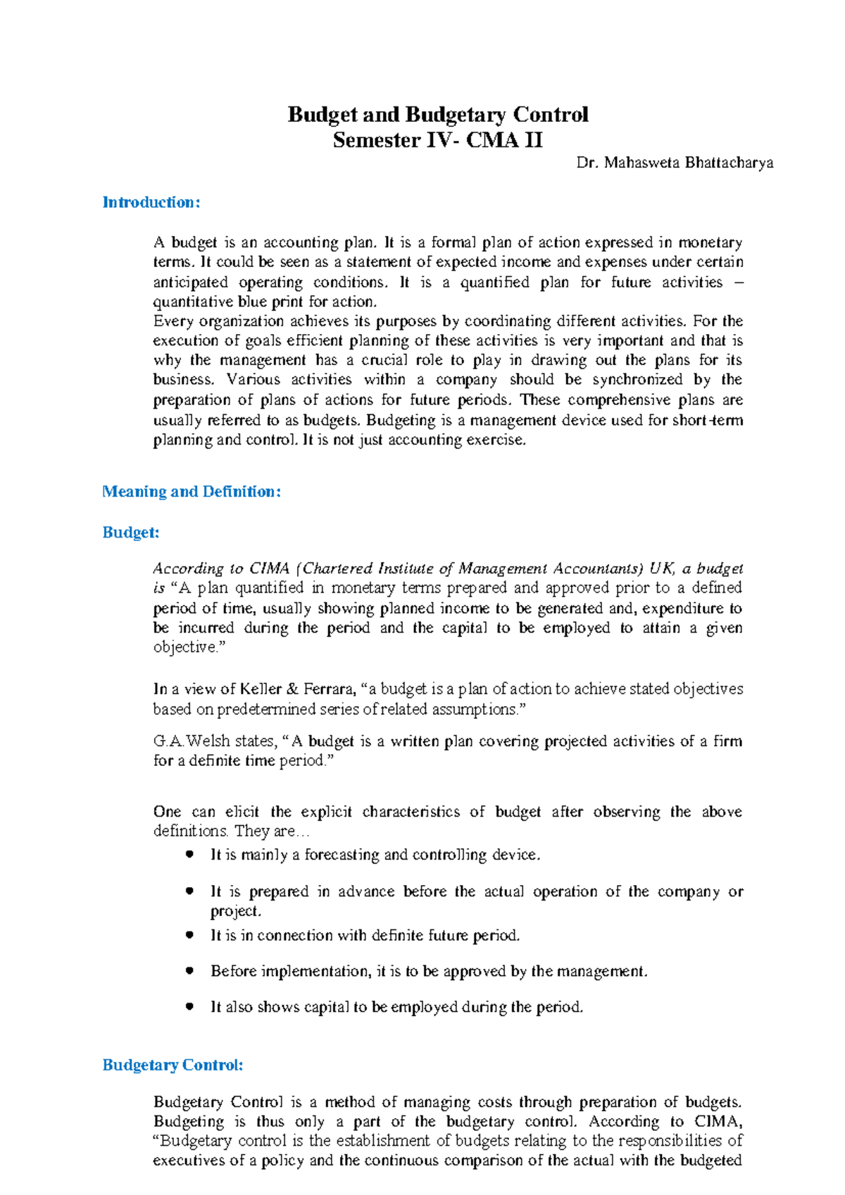Cash-Budget Numerical - Budget and Budgetary Control Semester IV- CMA ...