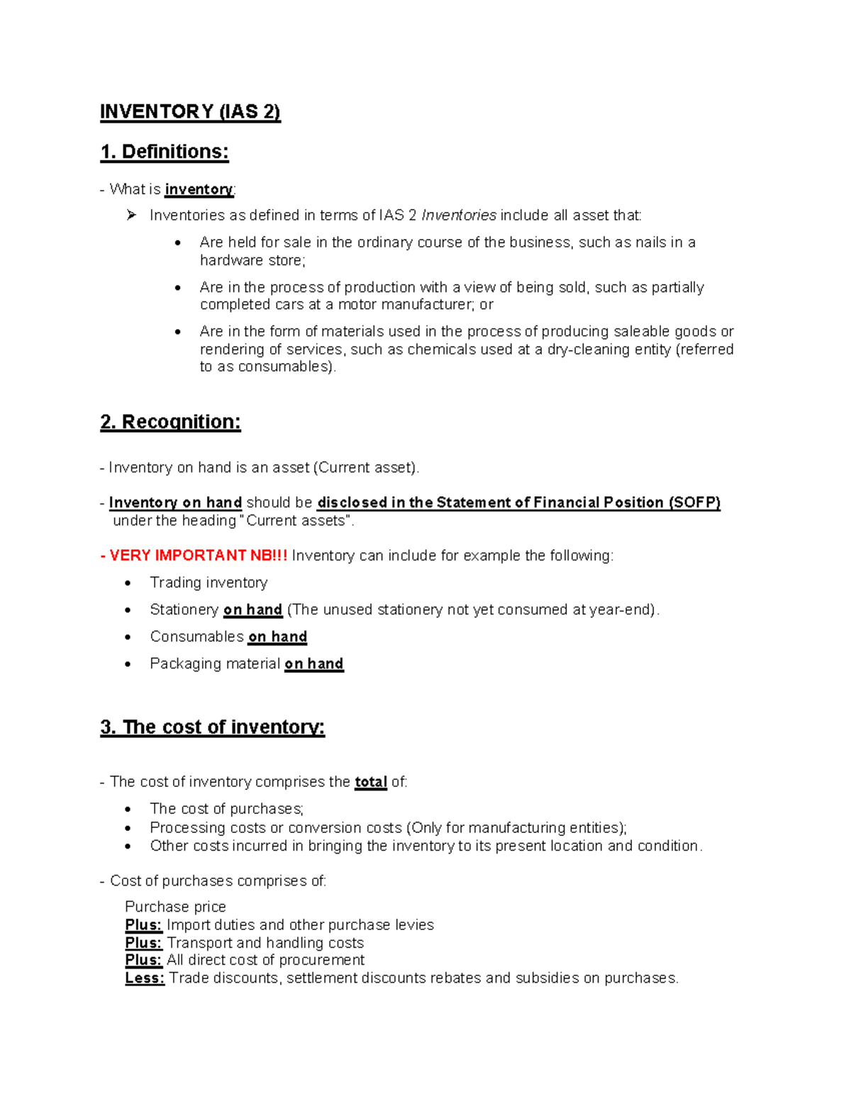 Summary+-+Inventory - Summaries Of Inventories - INVENTORY (IAS 2) 1 ...
