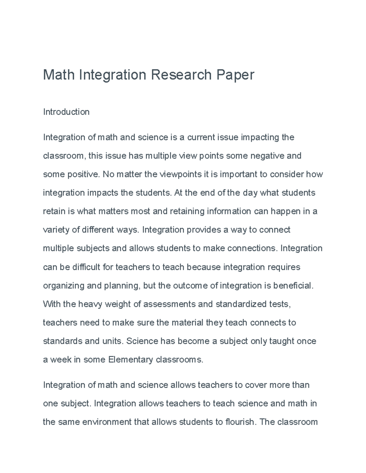 Math Integration Research Paper - Math Integration Research Paper ...