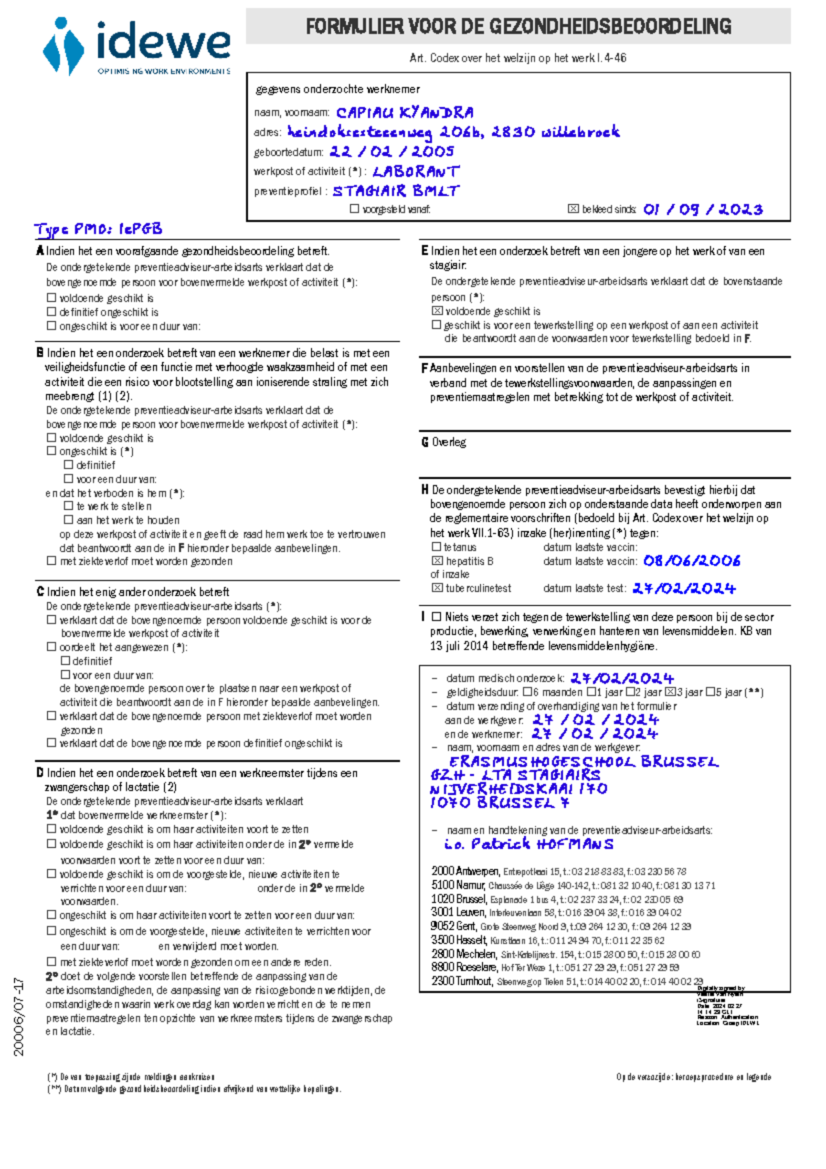 Formulier voor gezondheidsbeoordeling (FGB)-Kyandra Capiau-20240227 ...