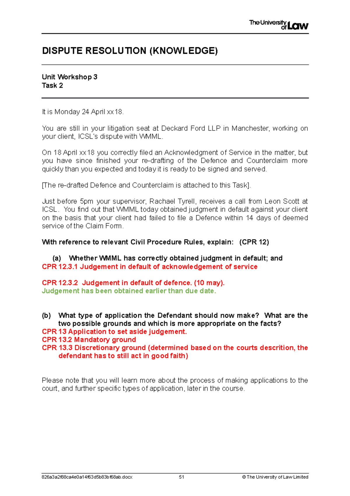 2324 dis ws03 ce02 task02 - DISPUTE RESOLUTION (KNOWLEDGE) Unit ...