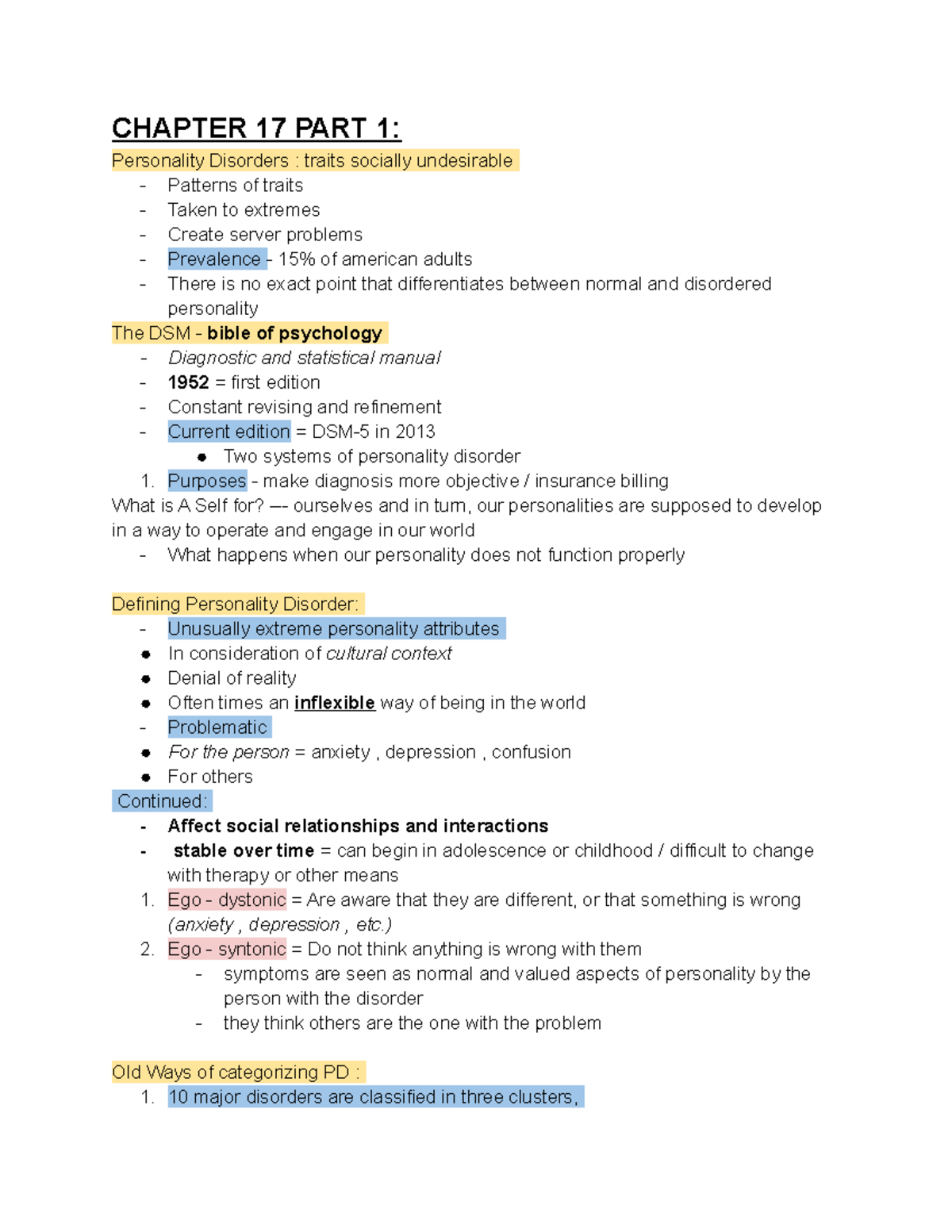 PSY OF Person UNIT 5 - PSY 325 - CSU - BAILEY UNDERILL - CHAPTER 17 ...