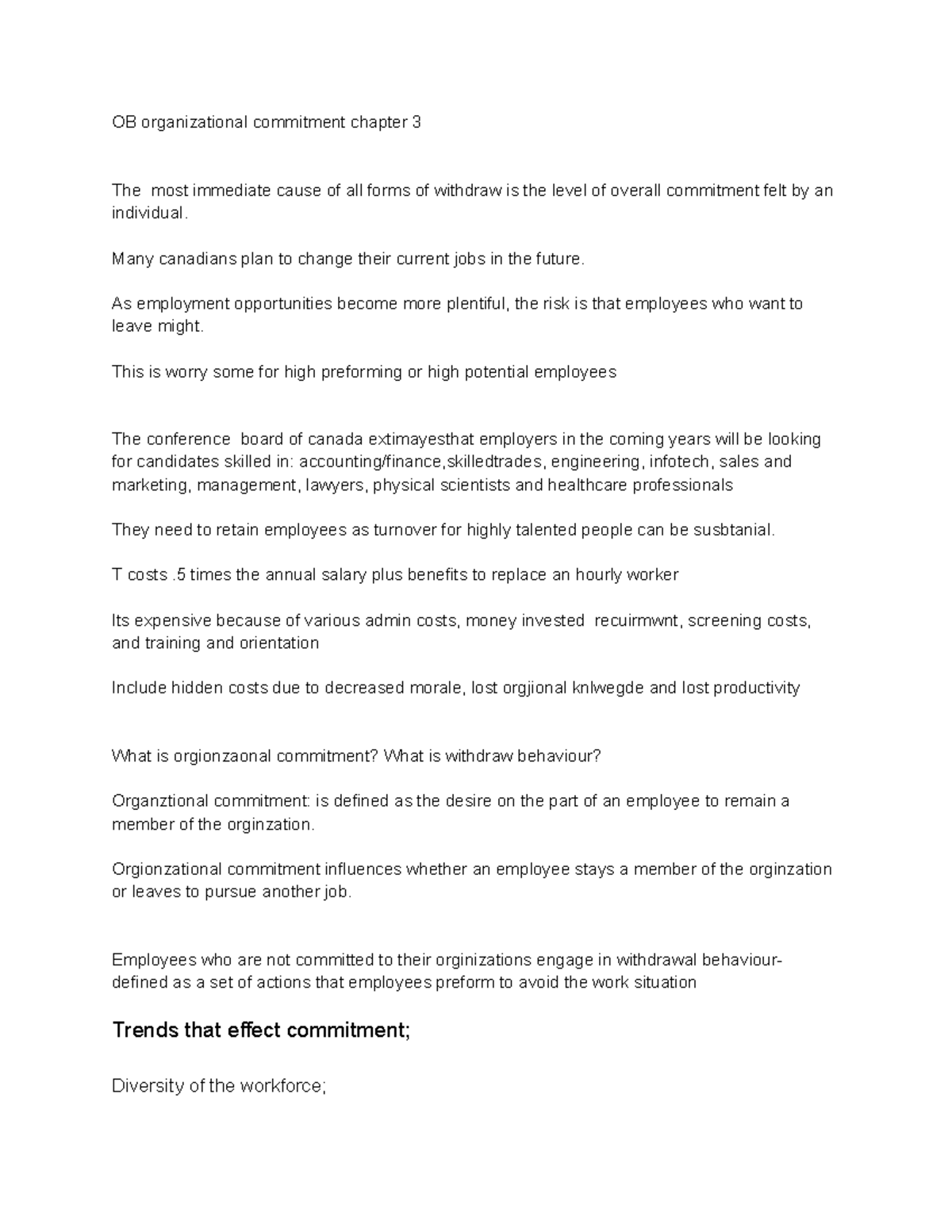 OB organizational commitment chapter 3 - Many canadians plan to change ...
