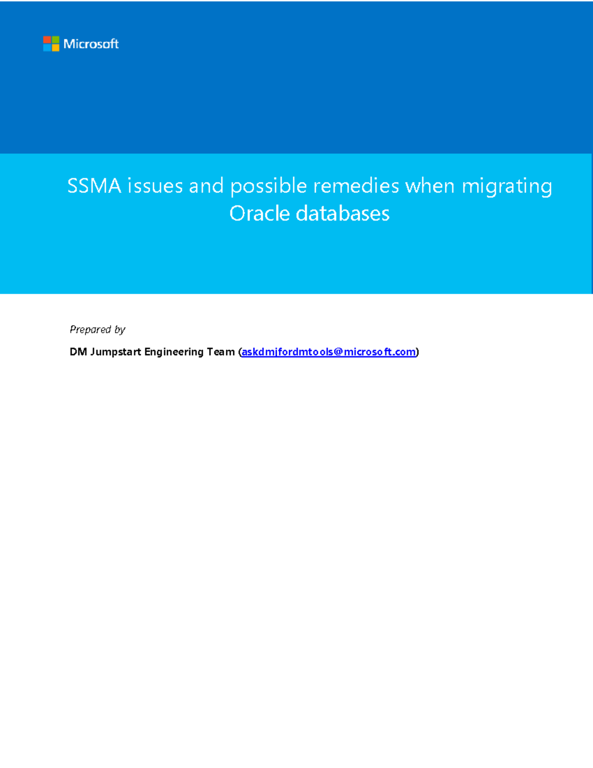 SSMA issues and workarounds when migrating Oracle database - Prepared by DM Jumpstart ...