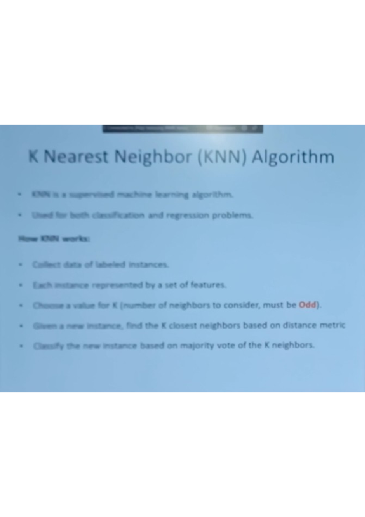 K-Nearest Neighbour (4 slides) - Machine Learning - Studocu