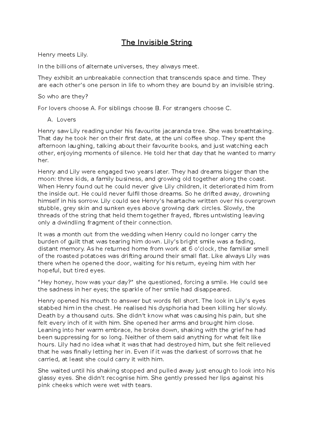 IA3 final - Short Story IA3- 24/25 - The Invisible String Henry meets ...