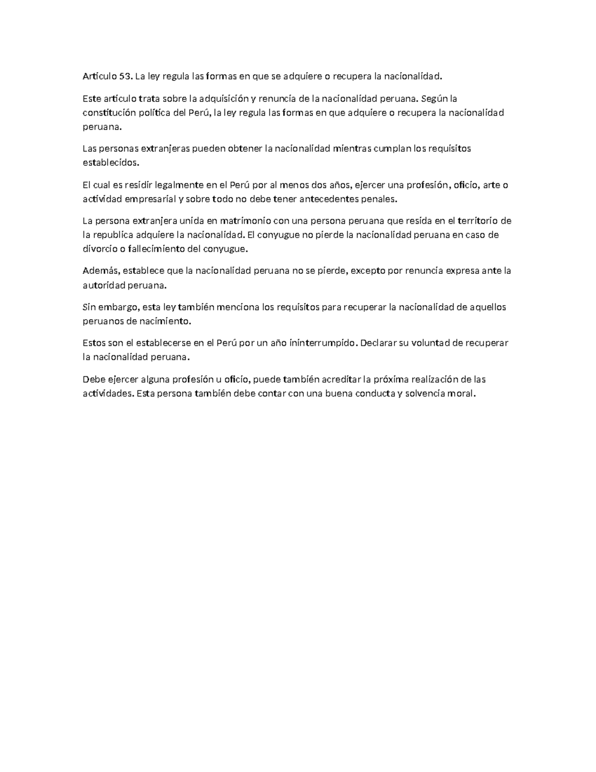 Articulo 53 - Articulo 53. La ley regula las formas en que se adquiere ...
