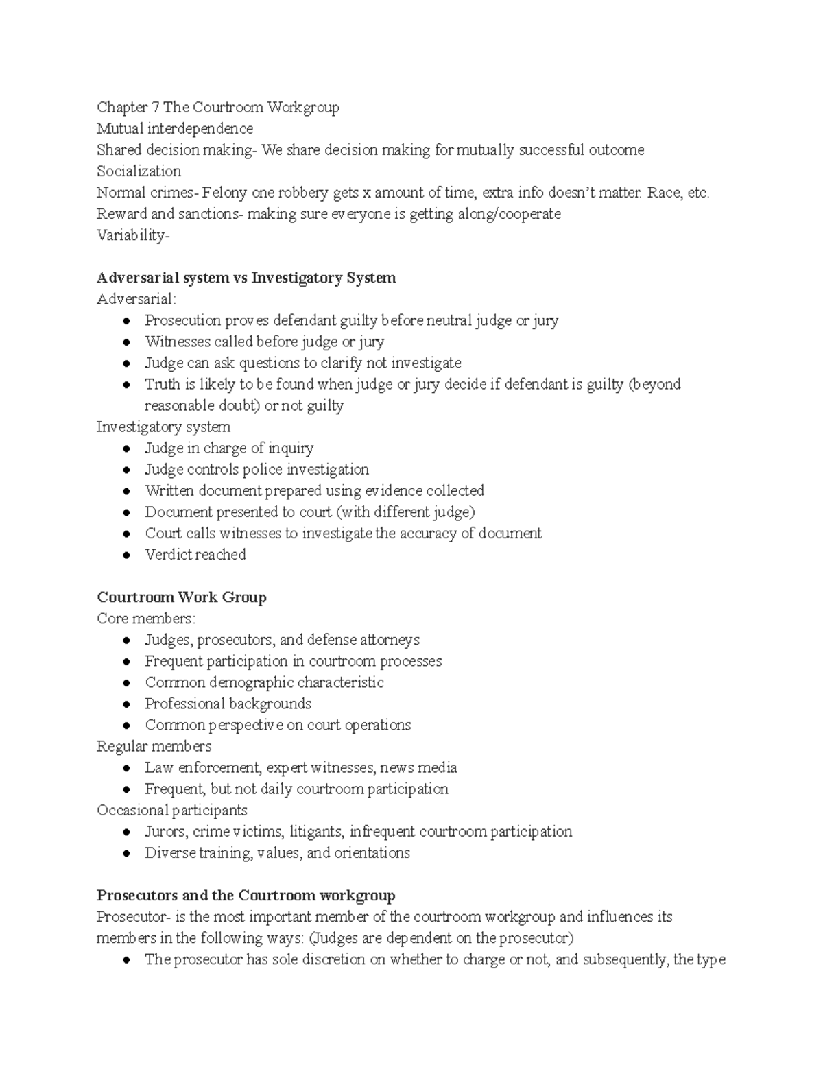 Intro to Crim Chapter 7 - Lecture notes 7 - Chapter 7 The Courtroom ...