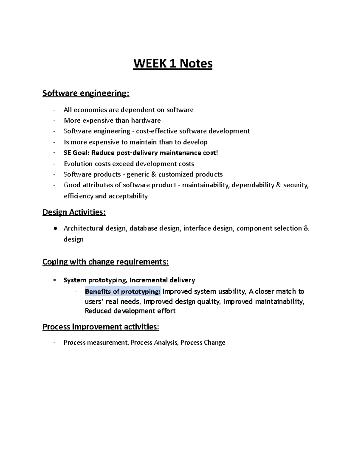 CP317 Week 1 Notes - WEEK 1 Notes Software engineering: All economies ...