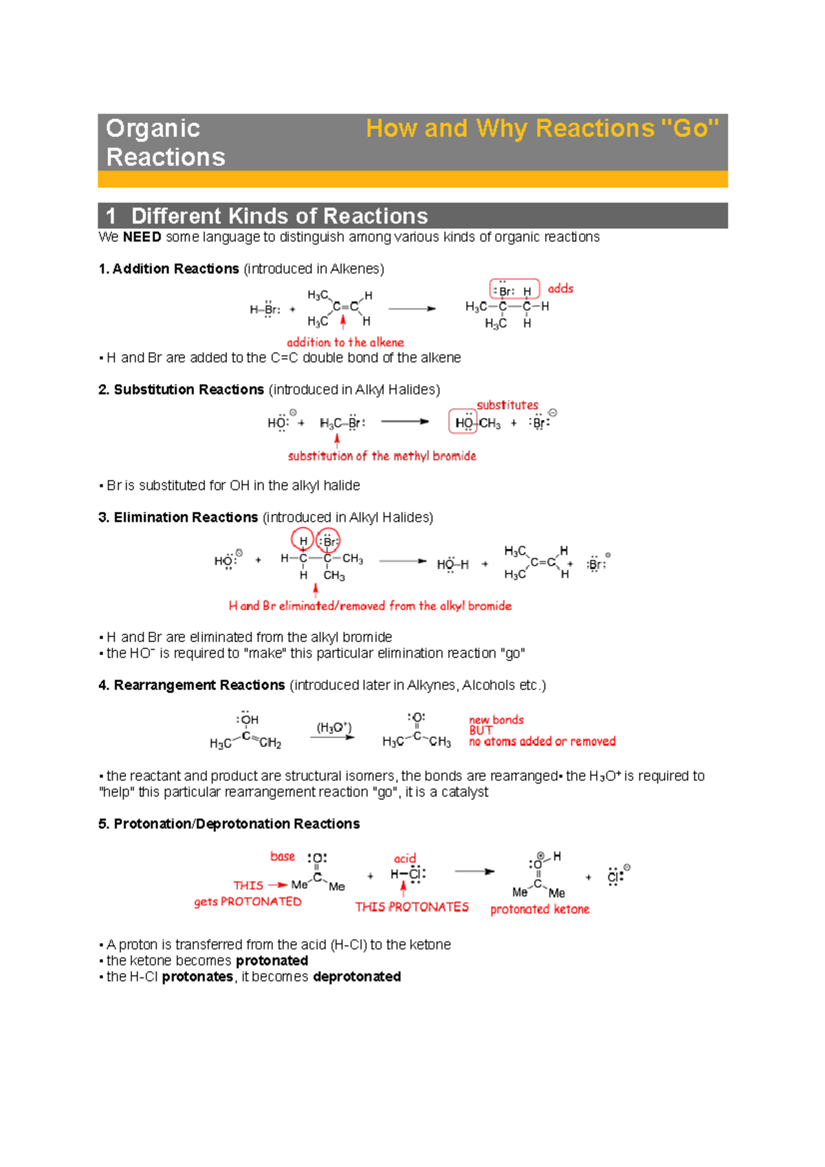 Organic Reactions - How and Why Reactions Go - Organic Reactions How ...