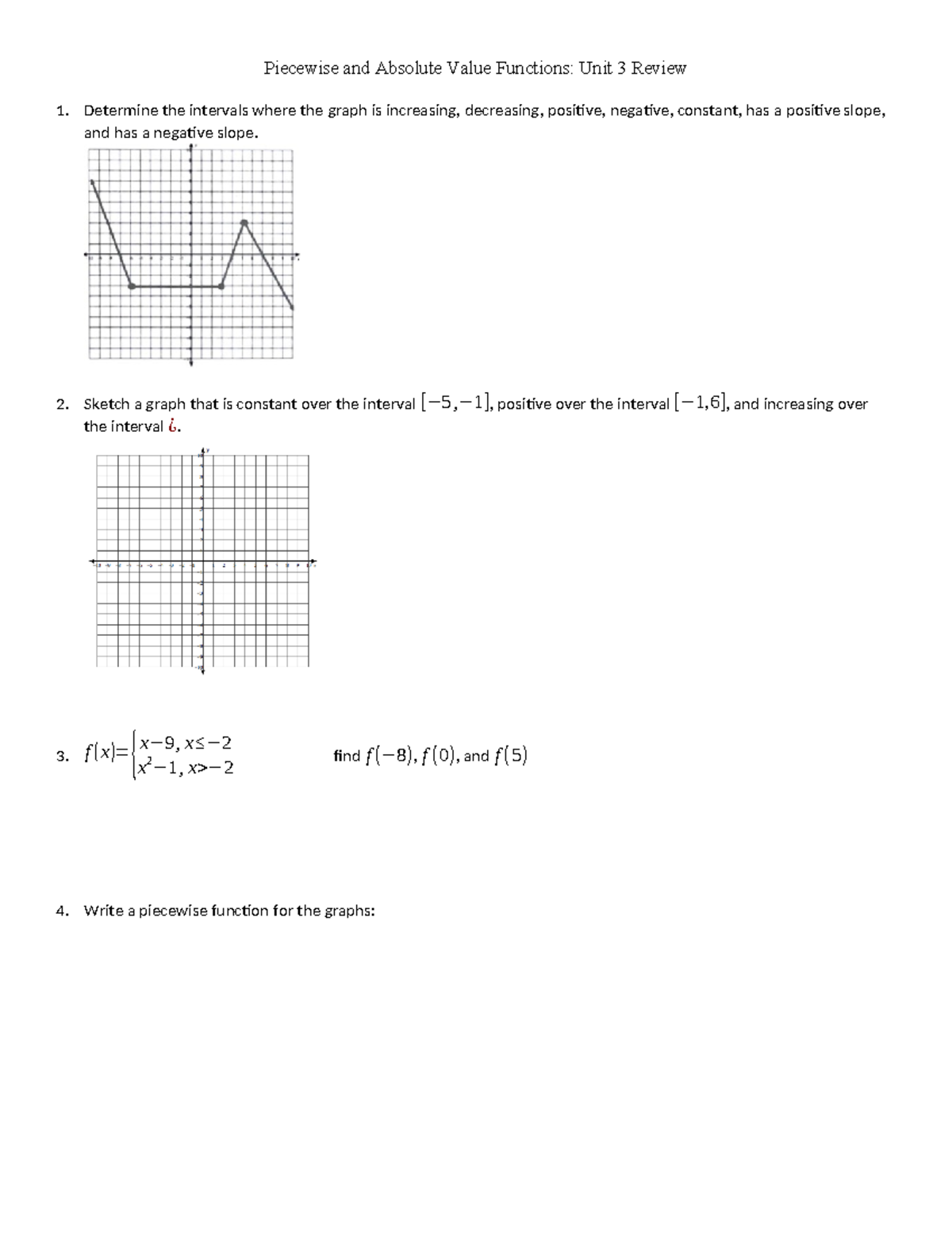 Review 3 - Determine the intervals where the graph is increasing ...