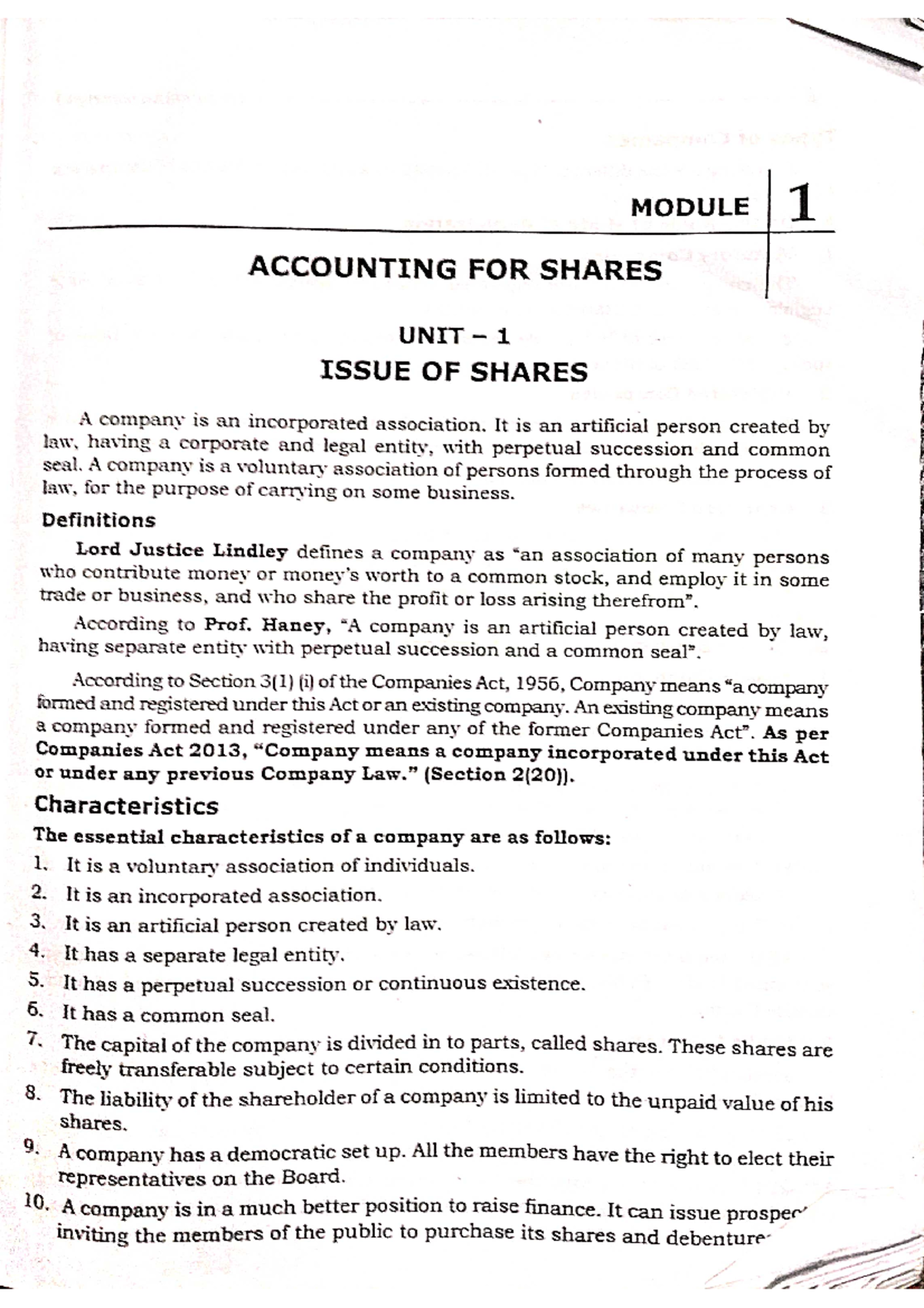 Accounts note - MODULE 1 ACCOUNTING FOR SHARES UNIT 1 ISSUE OF SHARES A ...