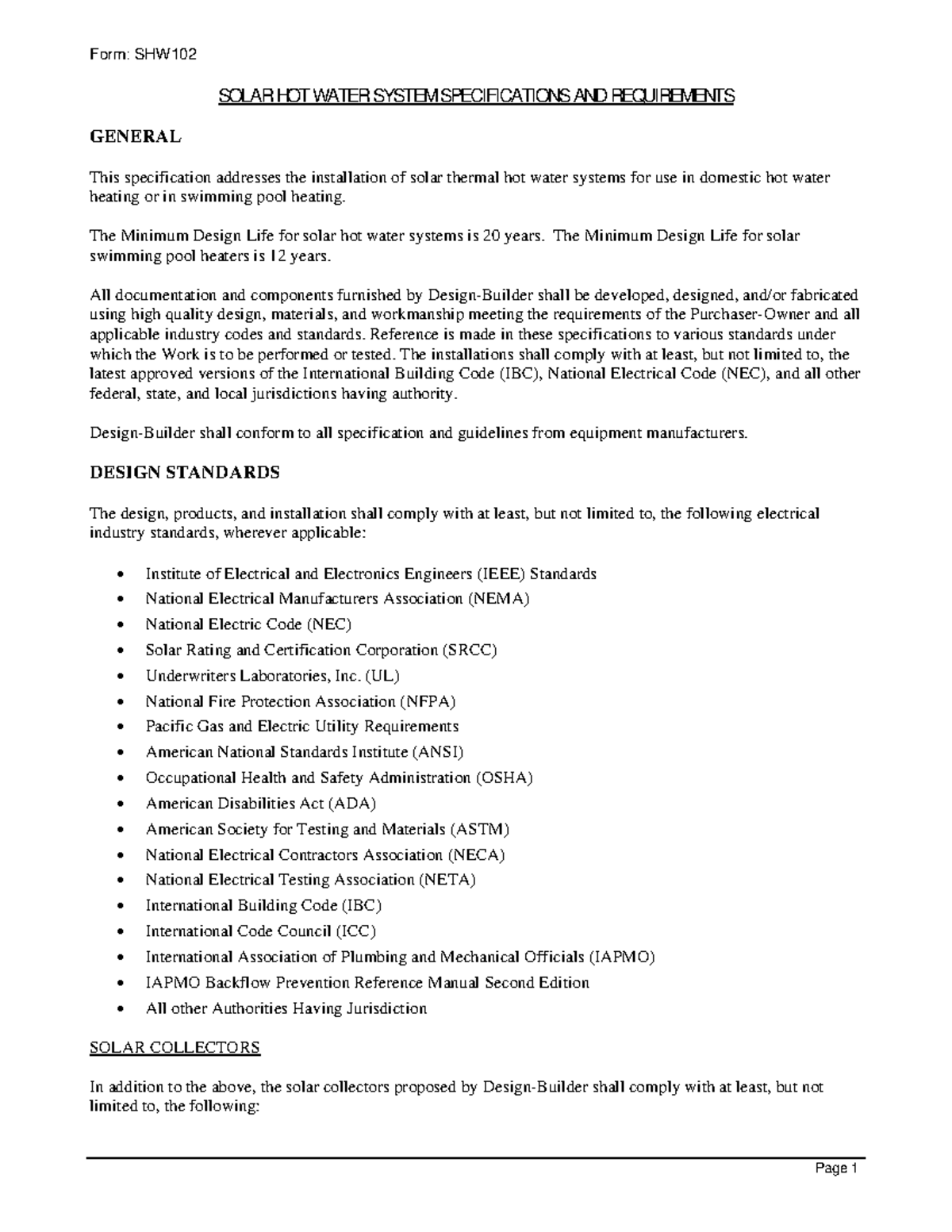 Webinar 2014 0416 systemspecifications - SOLAR HOT WATER SYSTEM ...