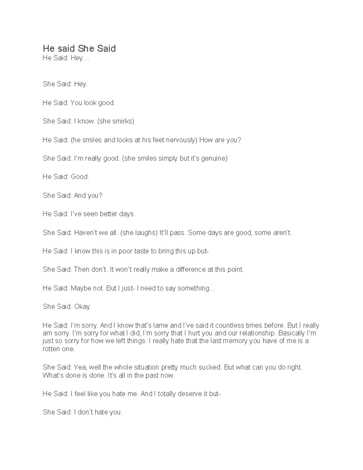 MAle Female Duo - He said She Said He Said: Hey... She Said: Hey. He ...