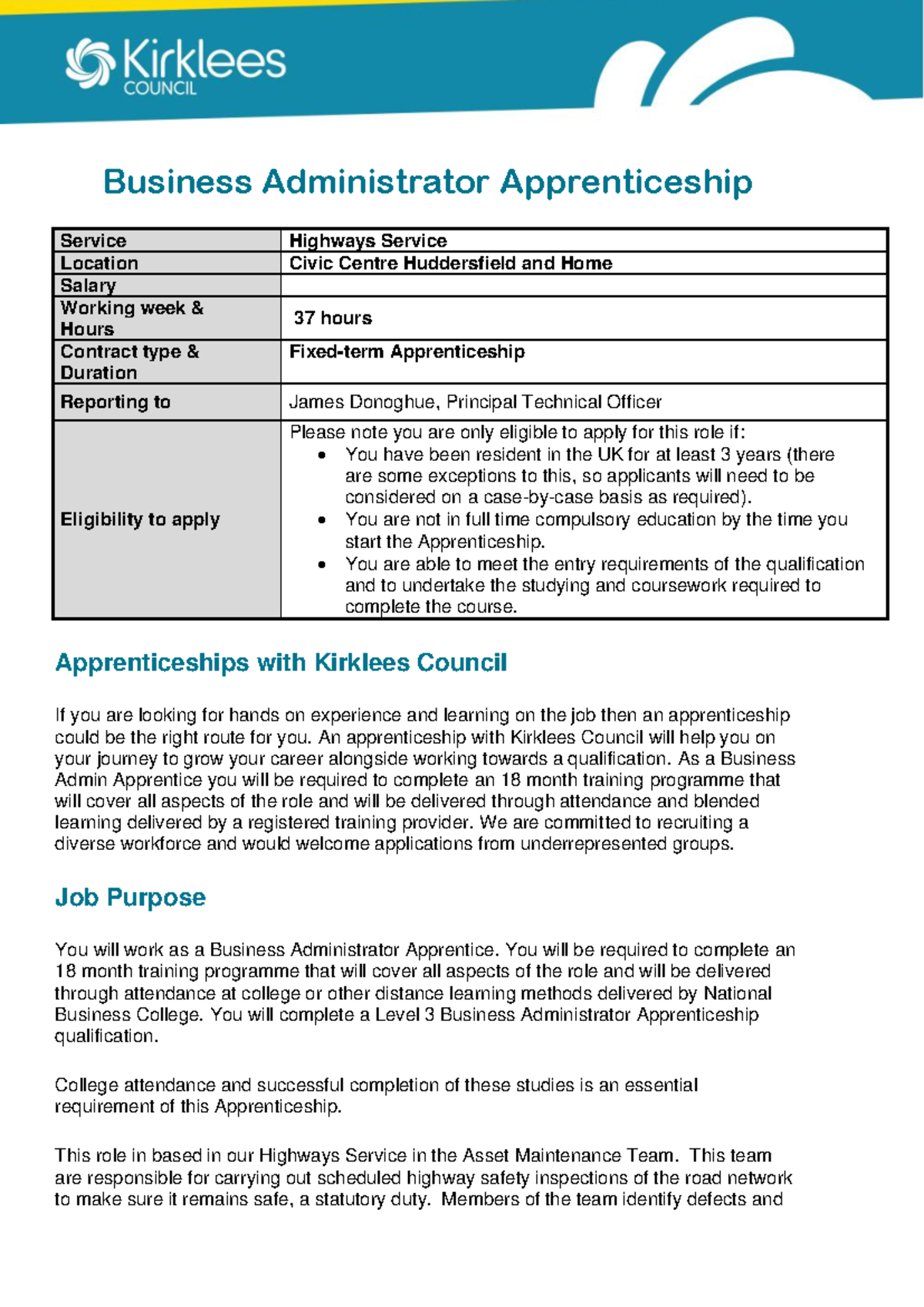 JP BA Highways Asset Team - Business Administrator Apprenticeship ...