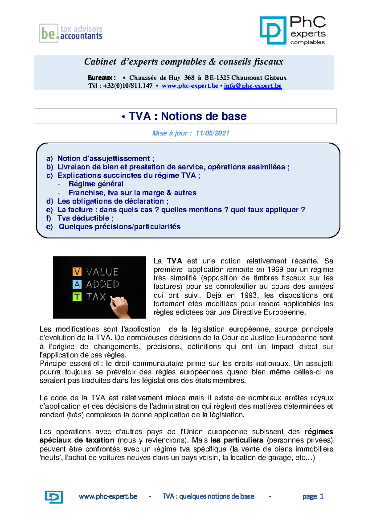 TVA notions de base - synthèse - Cabinet d’experts comptables ...