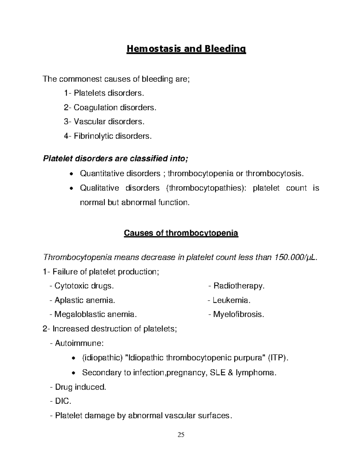 Hemostasis and Bleeding - 2- Coagulation disorders. 3- Vascular ...