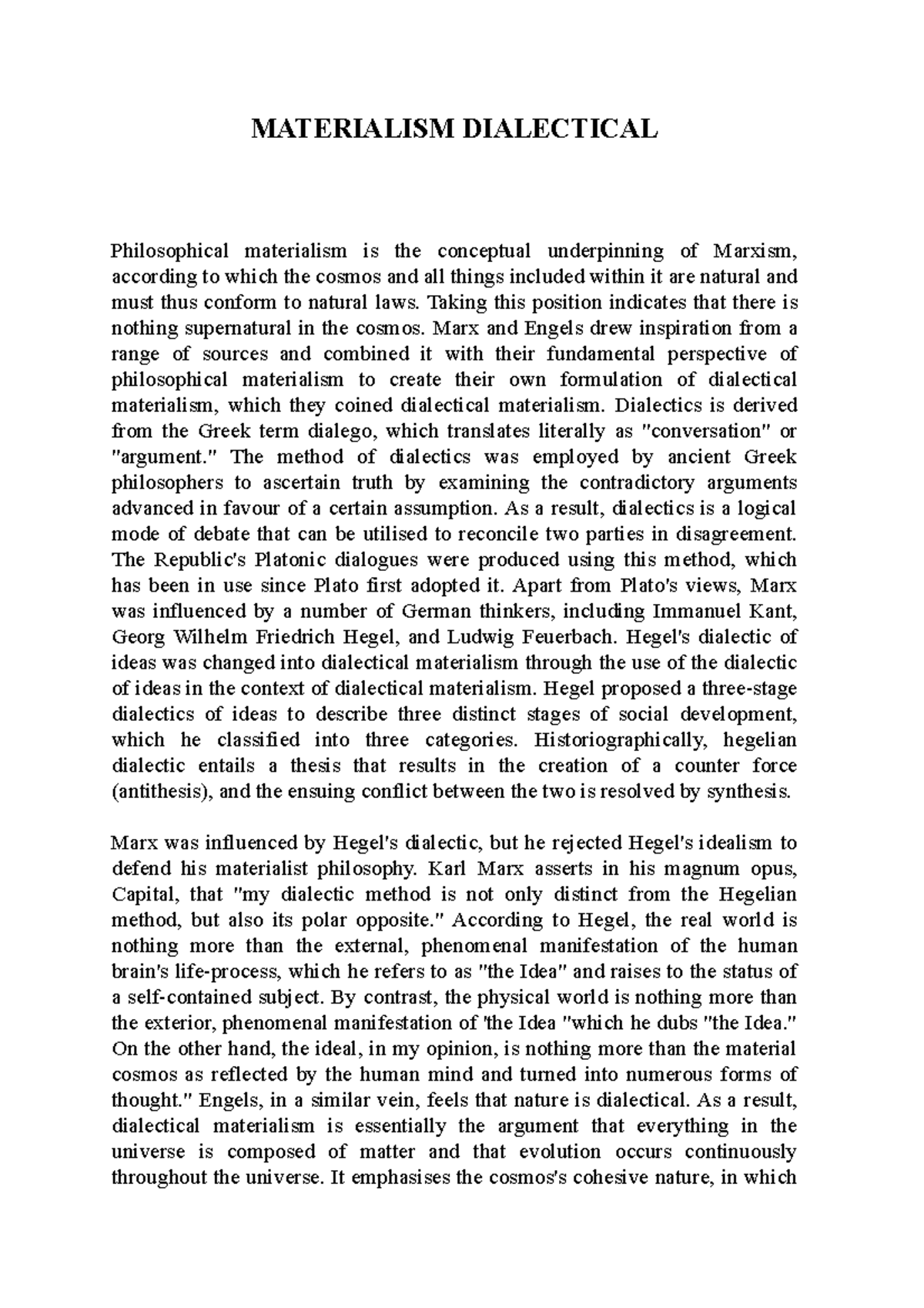 Materialism Dialectical - MATERIALISM DIALECTICAL Philosophical ...