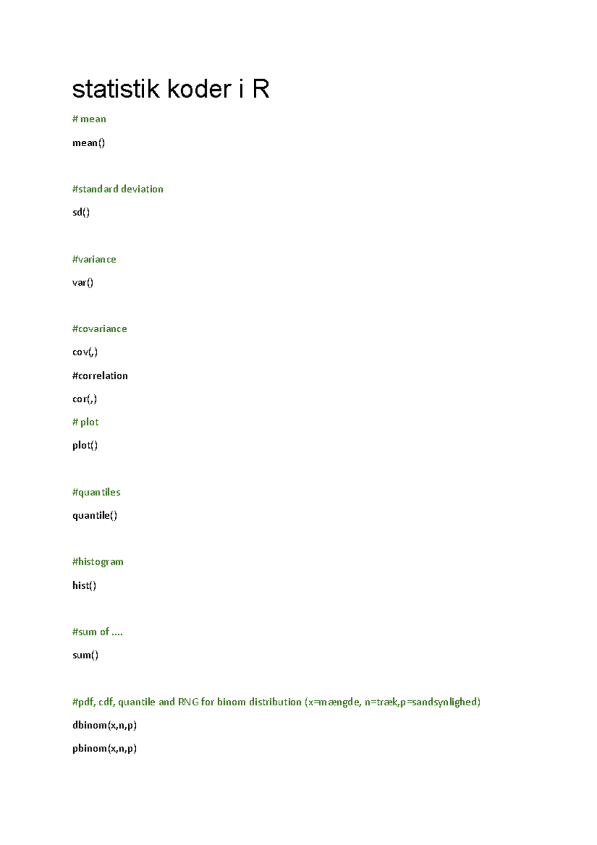 Statistikkoderi R - Necessary R-commands - Introduktion til statistik ...
