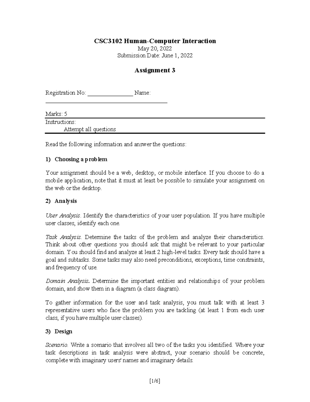 CSC3102 Assignment 3 - Assingment - CSC3102 Human-Computer Interaction May 20, 2022 Submission ...
