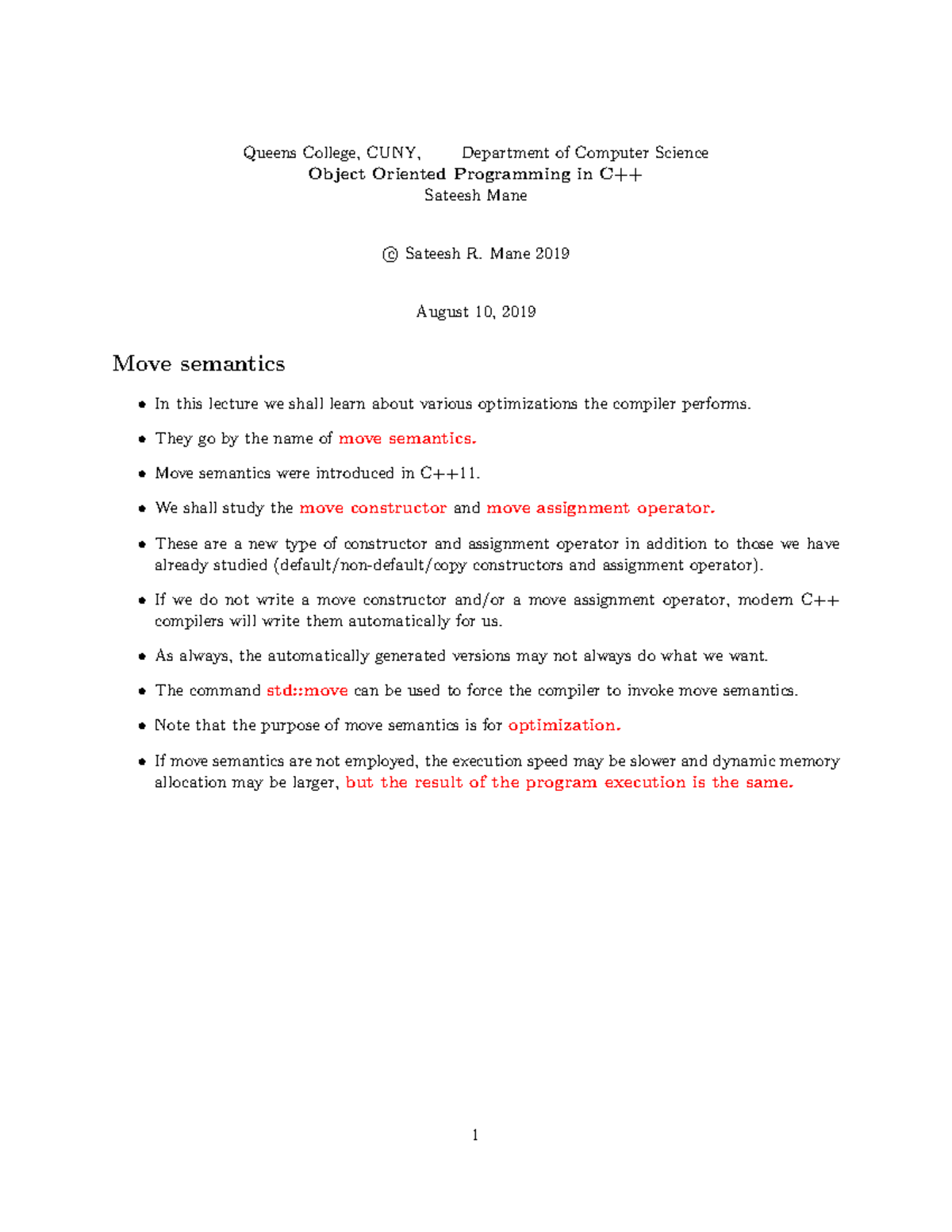 CS211 611 lecture 220 - Queens College, CUNY, Department of Computer Science Object Oriented ...