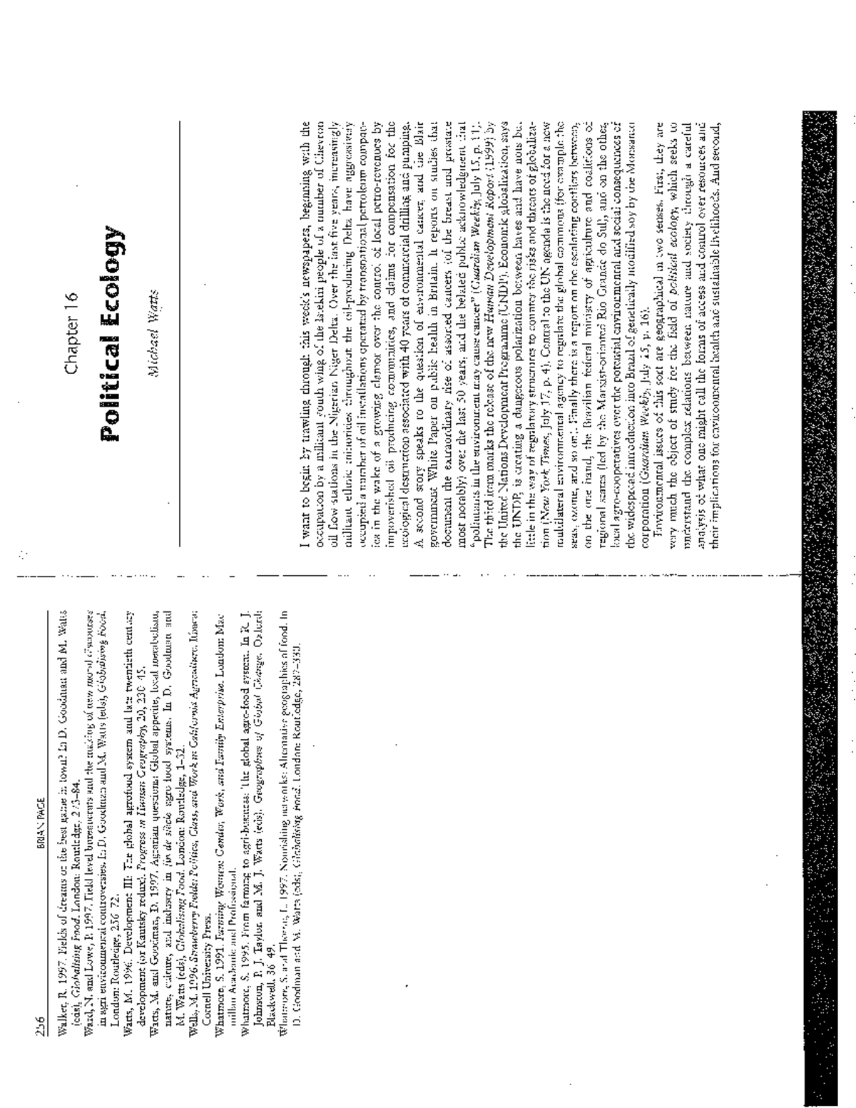 Watts - Political Ecology - GGRB21 - Studocu