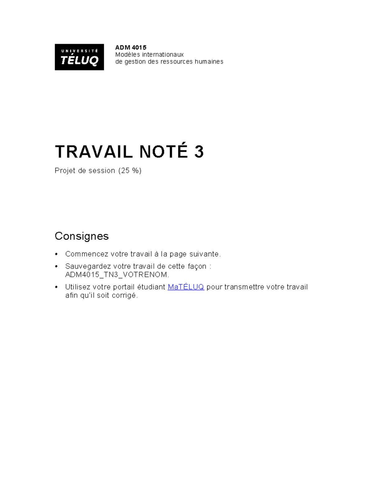 ADM4015 TN3 Bonne note - ADM 4015 Modèles internationaux de gestion des ressources humaines ...