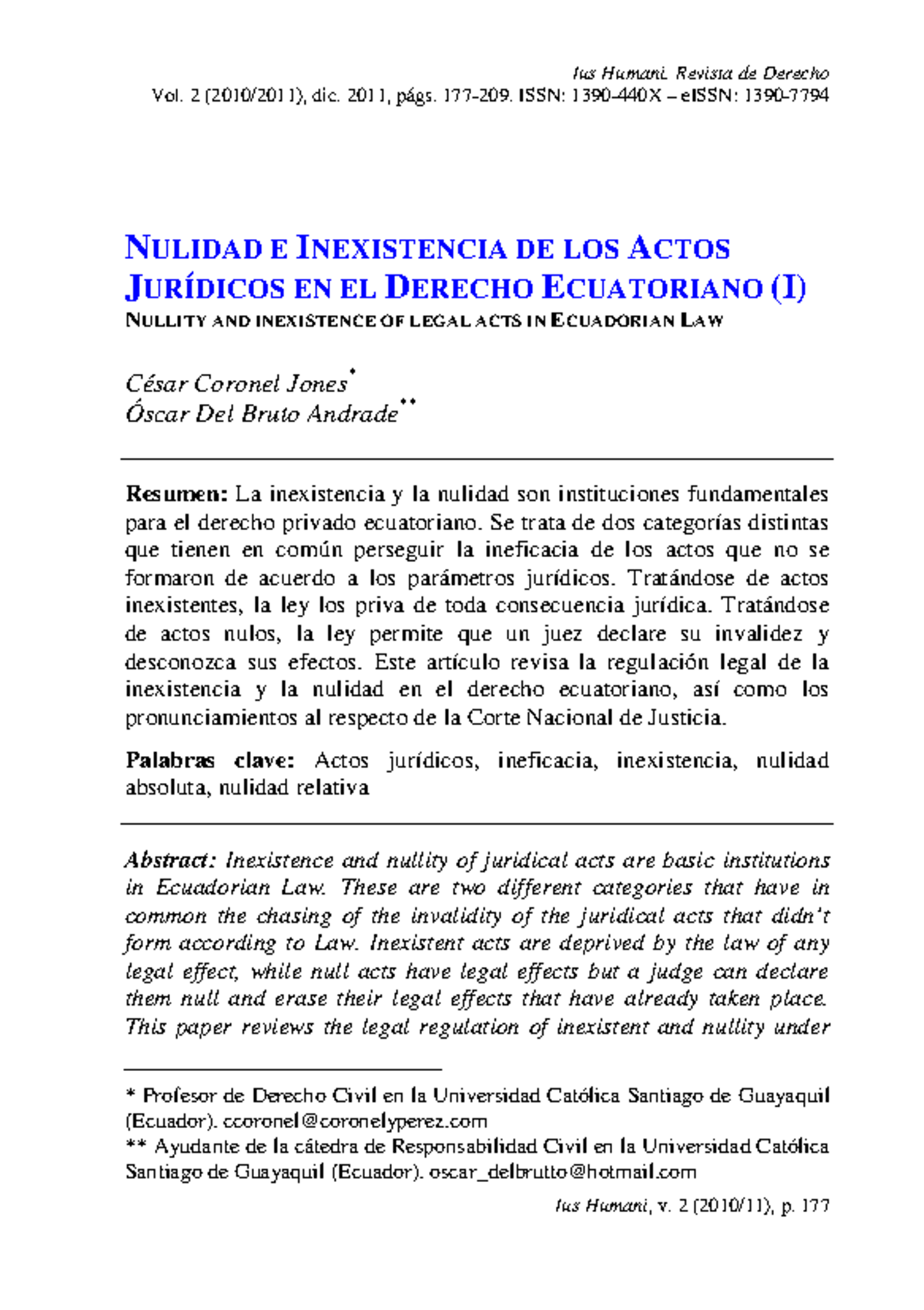 Dialnet-Nulidad EInexistencia De Los Actos Juridicos En El Derecho-4999985 - Ius Humani. Revista ...