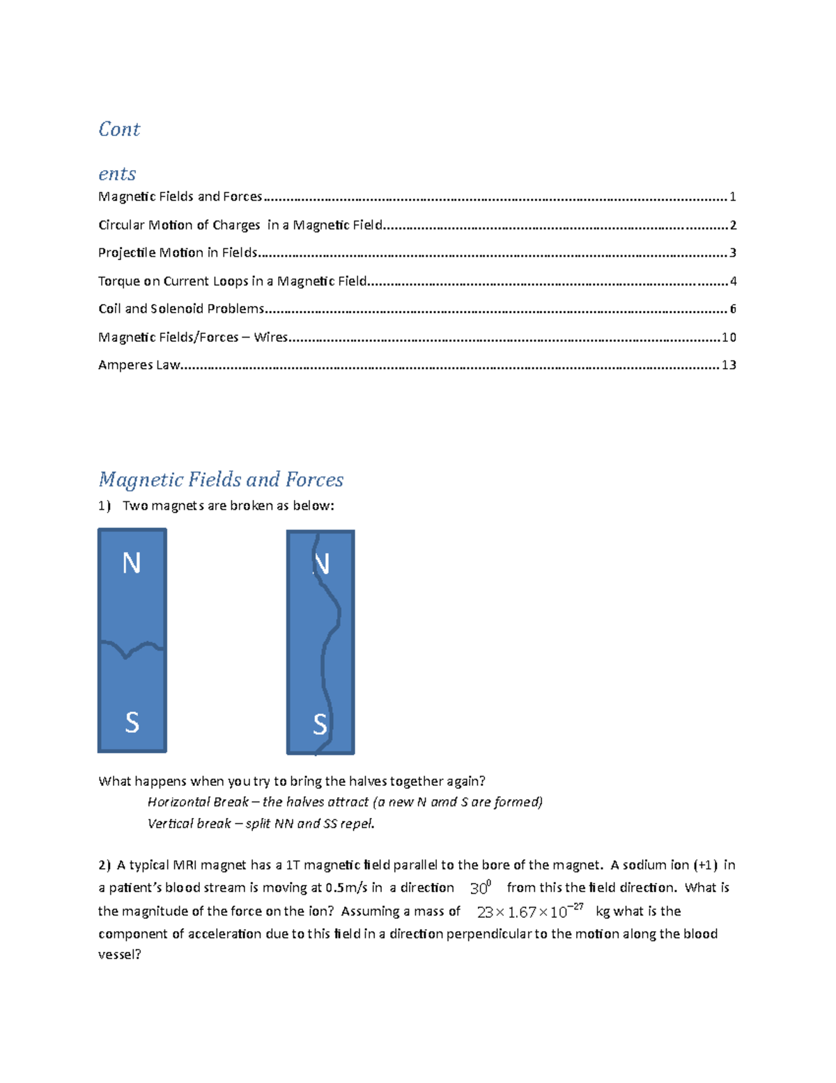 Mag Review v2-SOL - Exams/Notes/Homework/Practice Material - Cont ents ...
