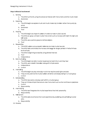 Responsibility - music, therapy, and early childhood - The ability to ...