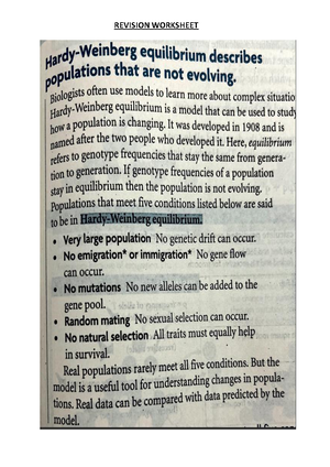Hardy Weinberg Equilibrium