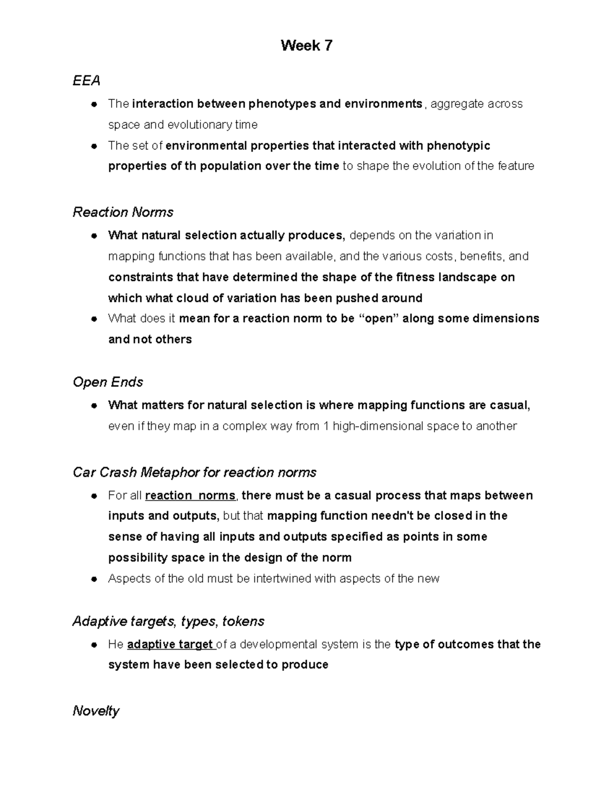 Week 7 Lecture Summaries - Week 7 EEA The interaction between phenotypes and environments, - Studocu