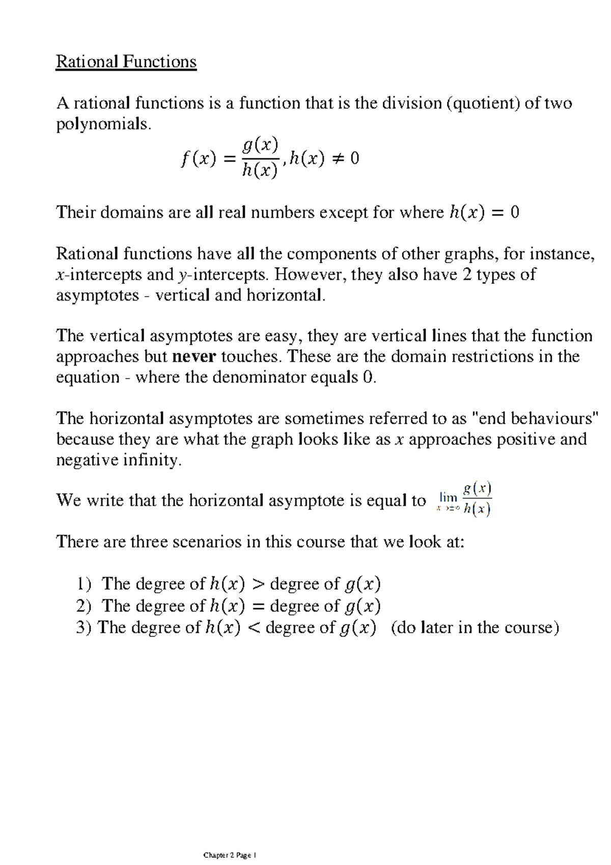 2 2 Special Functions And Their Graphs Rational Functions A