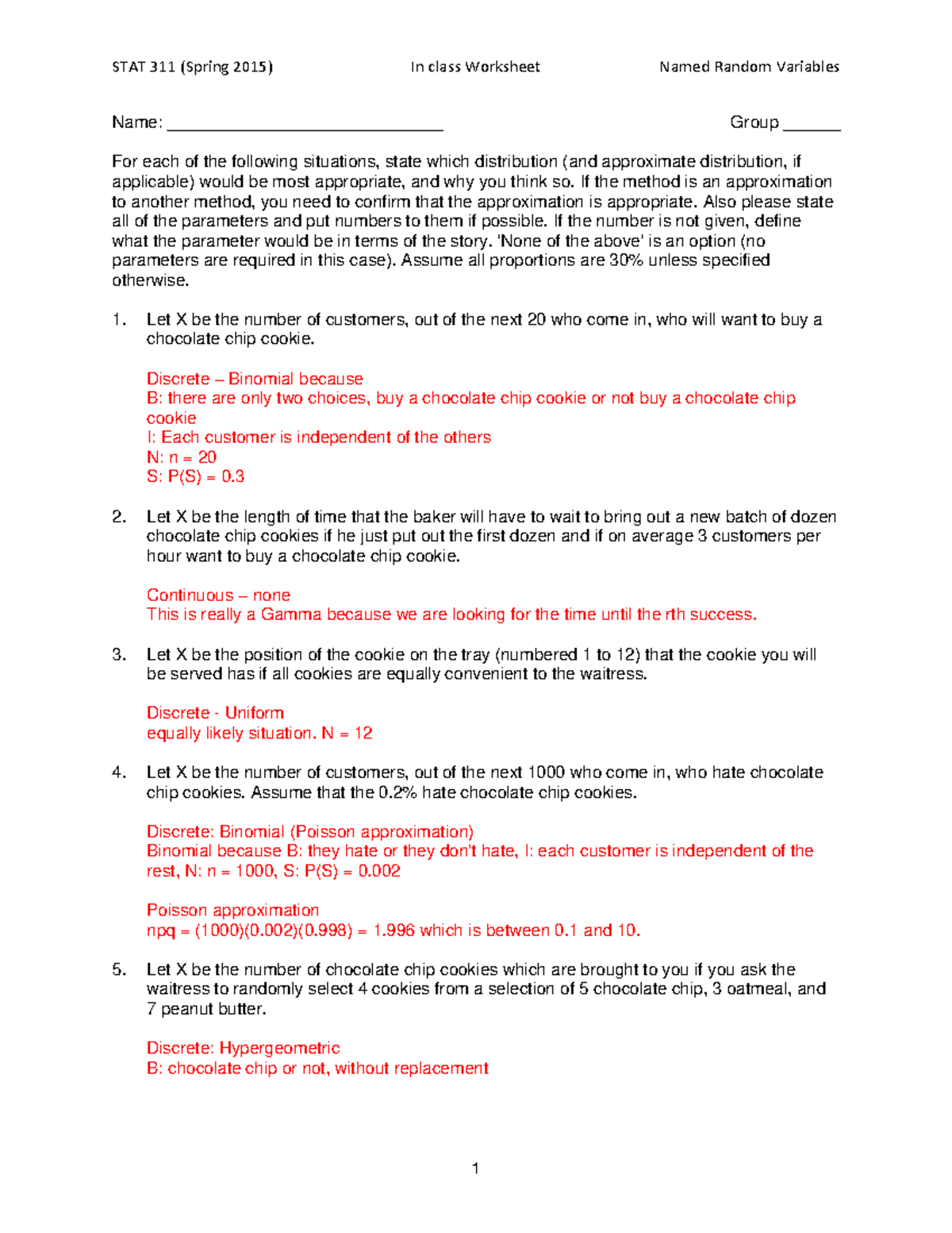 Worksheet Named Random Variables - STAT 311 (Spring 2015) In class ...