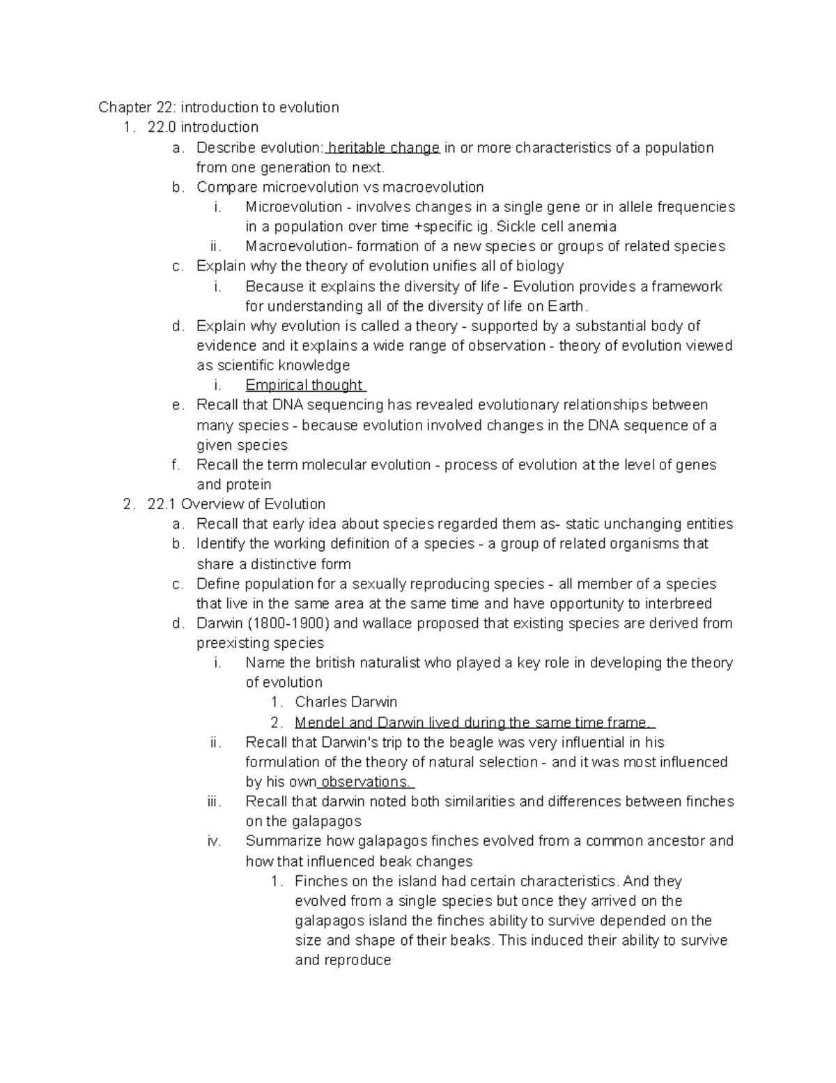 Bio-Chapter 22 23 - lecture notes for chapter 22 and 23- polle ...