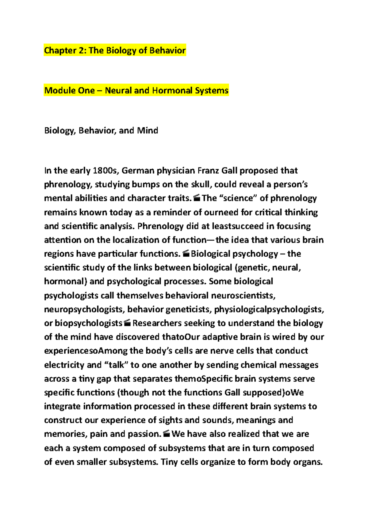 PSYC 2301 - Chapter 2 Notes - Chapter 2: The Biology of Behavior Module ...