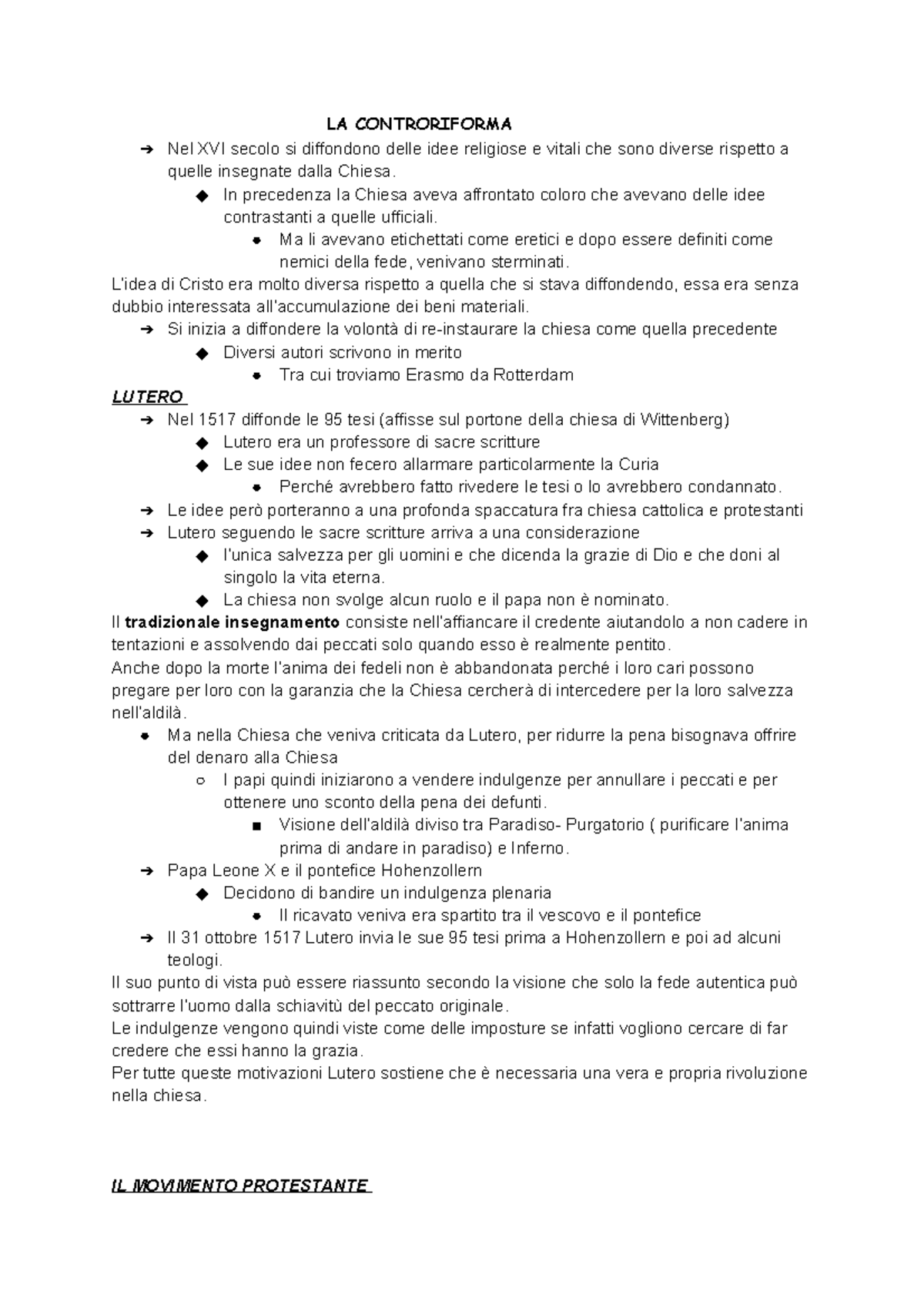 La Controriforma parte 1 - LA CONTRORIFORMA Nel XVI secolo si ...