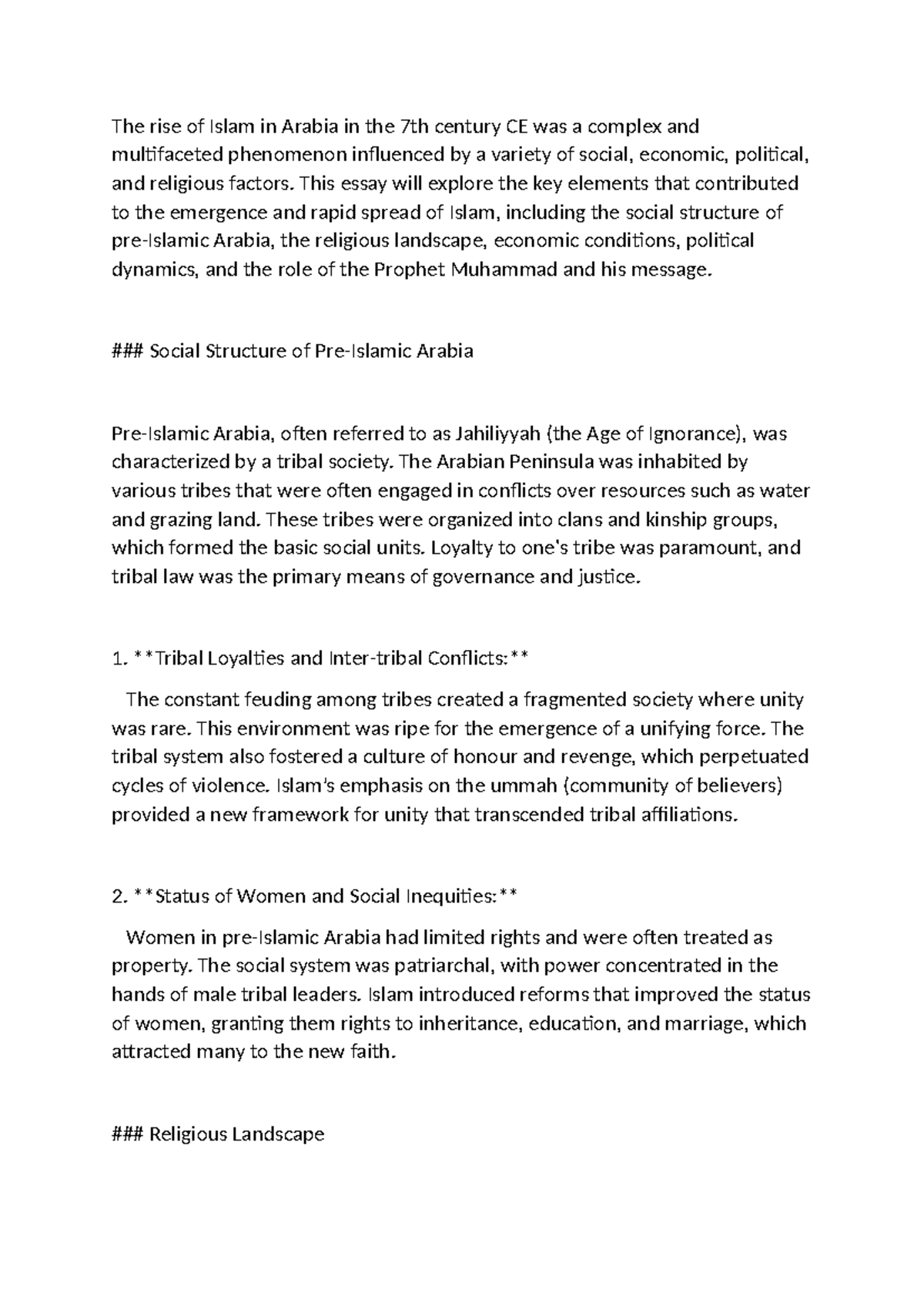 Rise of Islam - This essay will explore the key elements that ...